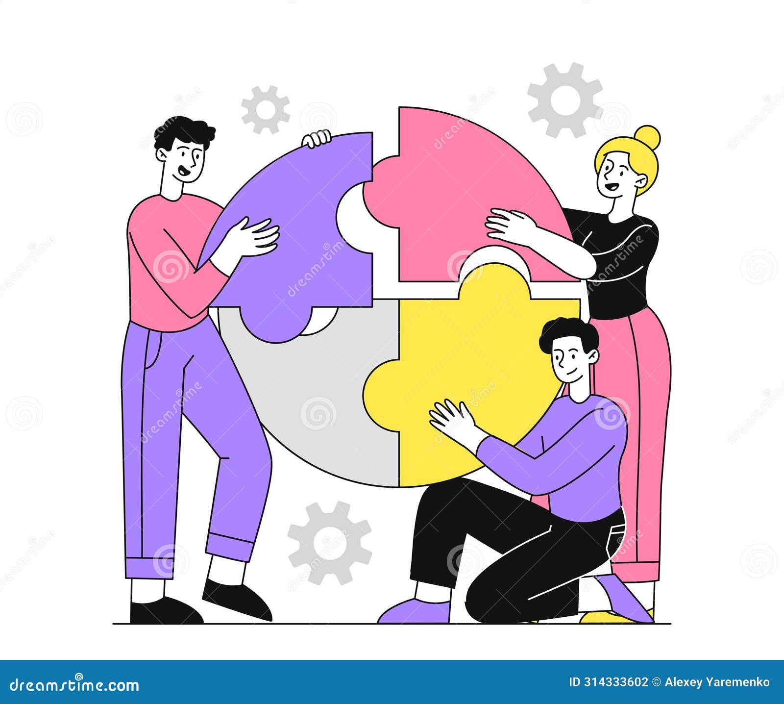 People with Teamwork Vector Simple Stock Illustration - Illustration of ...