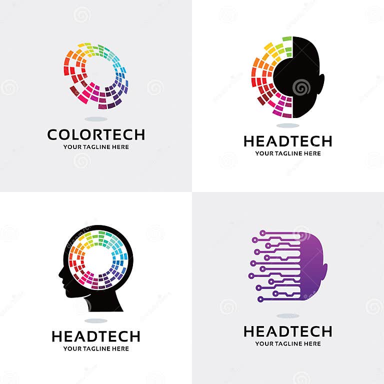 People Tech Logo Set Design Template Collection Stock Vector ...