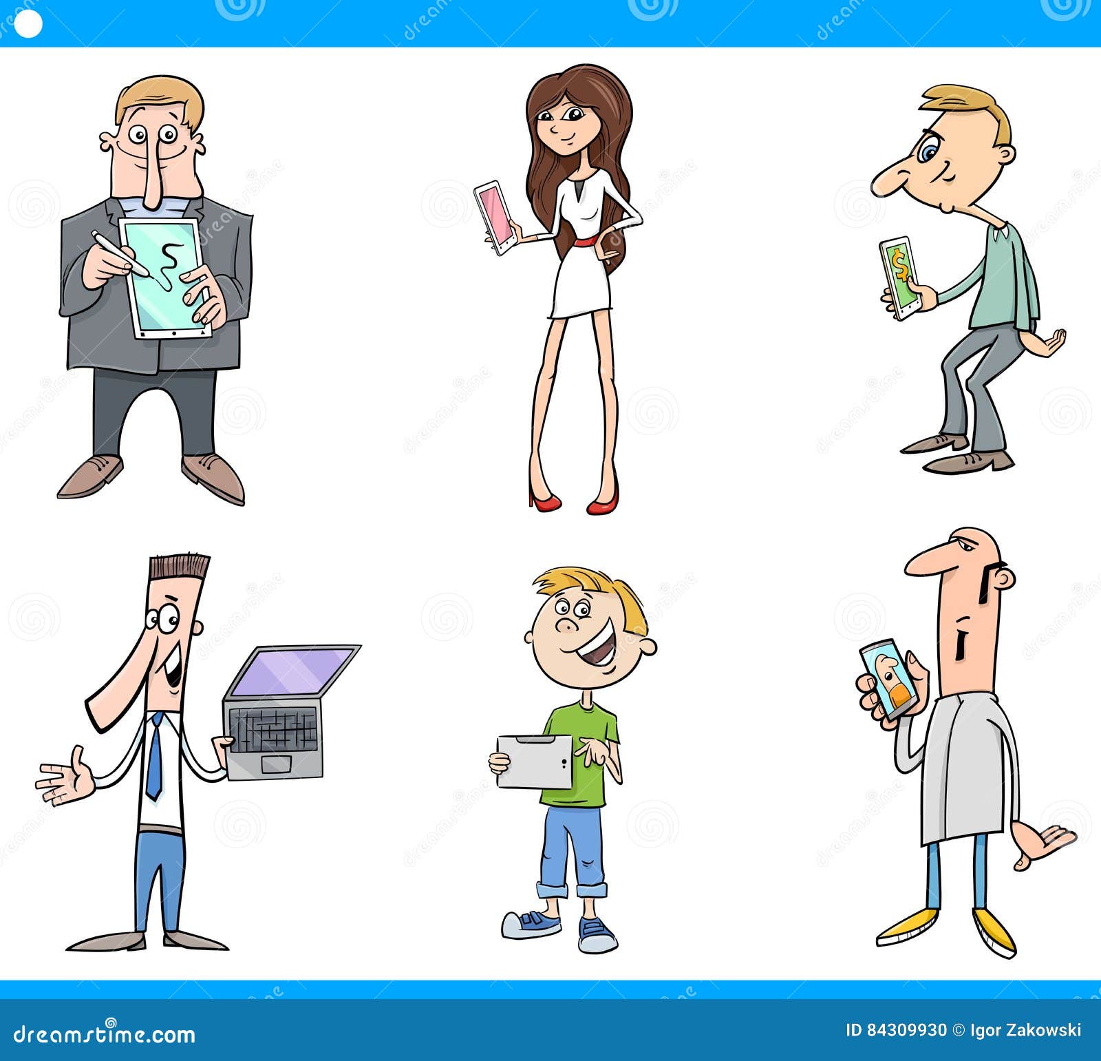 People with Technology Cartoon Set Stock Vector - Illustration of ...
