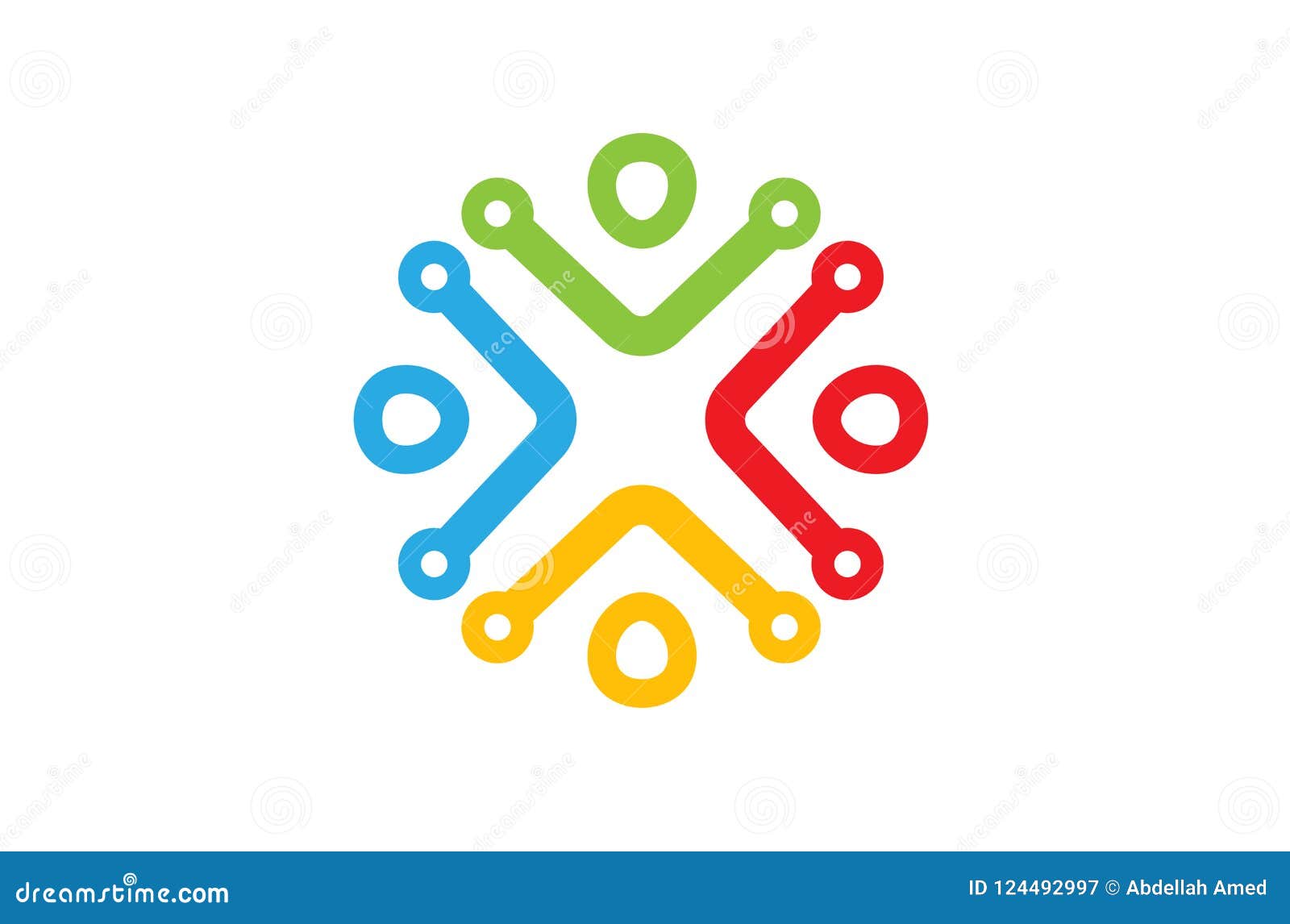 People Technology Circle Four Logo Design Stock Vector - Illustration ...