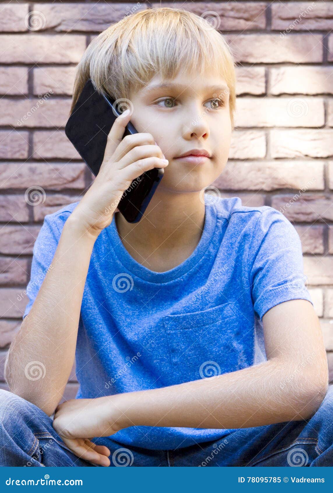 People, Technology and Communication Concept. Child Talking on Cell ...