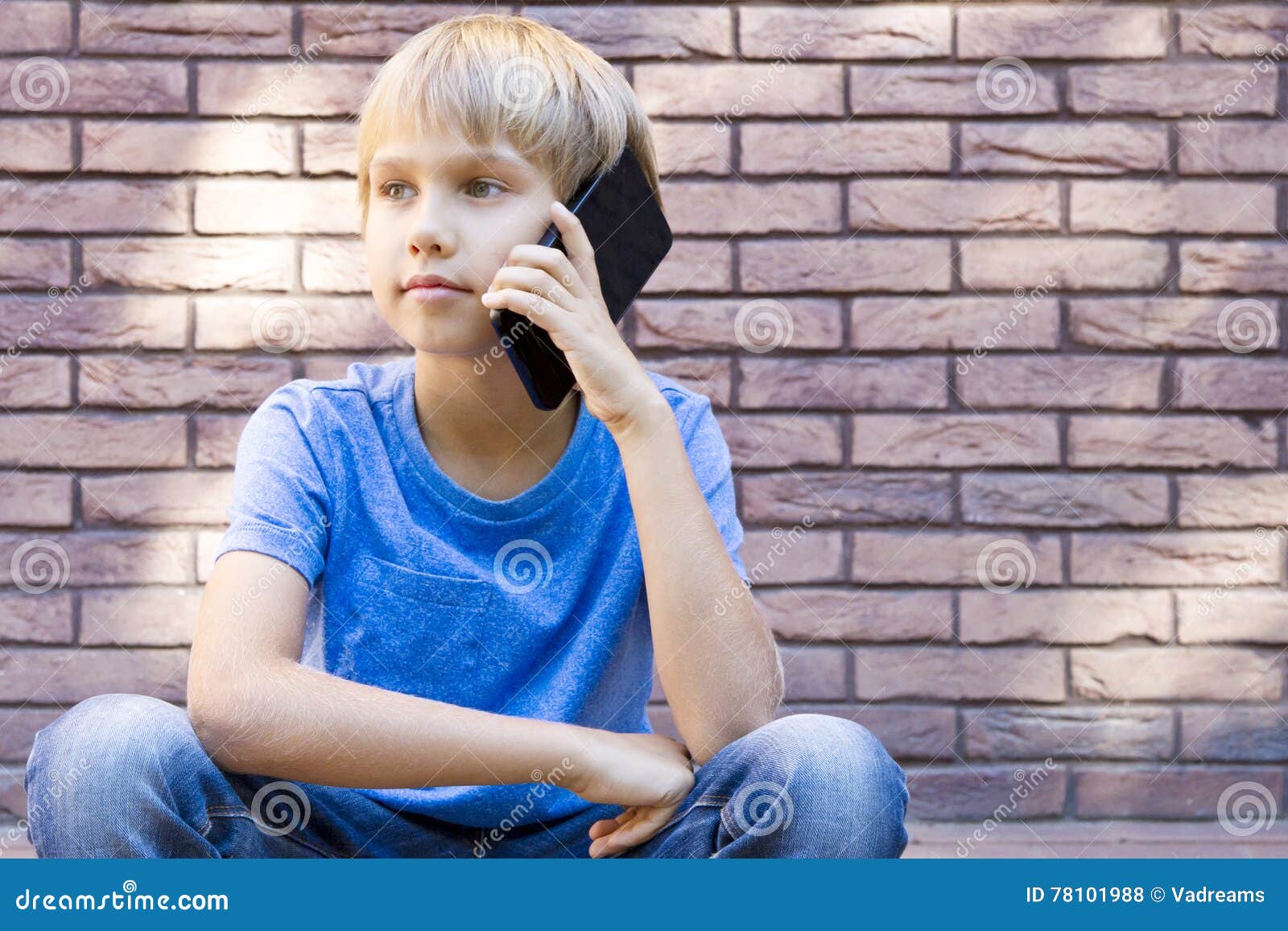 People, Technology and Communication Concept. Child Talking on Cell ...