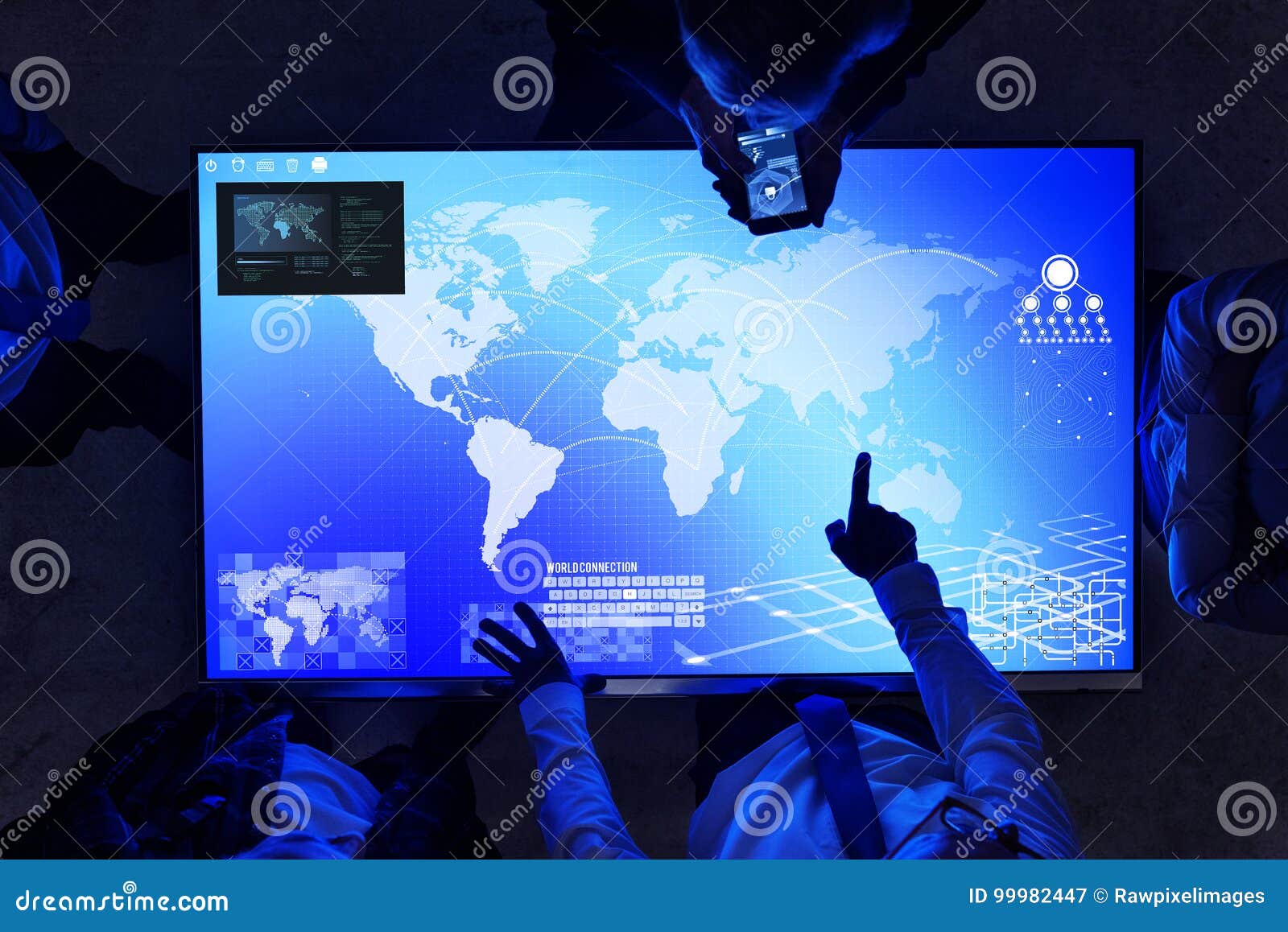 People in a Technology Cyber Space Meeting Stock Image - Image of ...