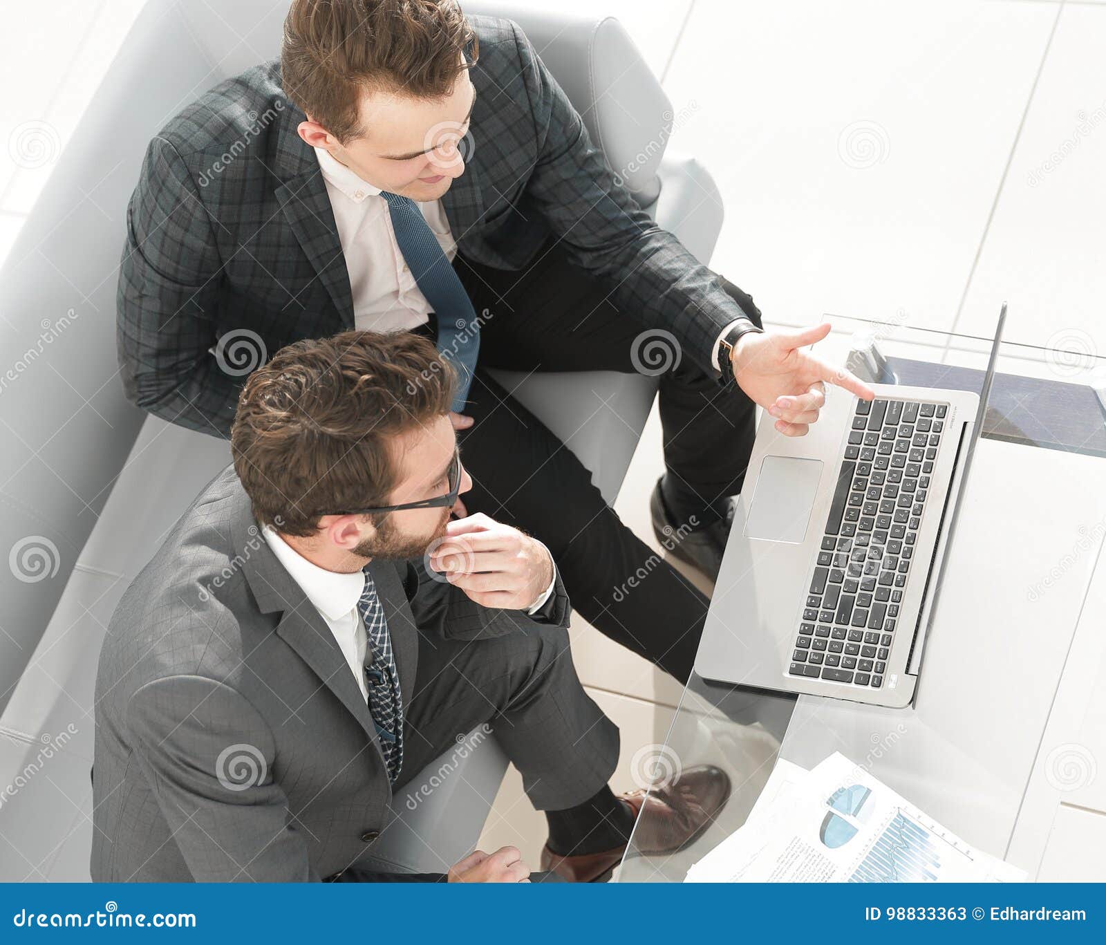 Employees Working with a Laptop Stock Image - Image of businesspeople ...