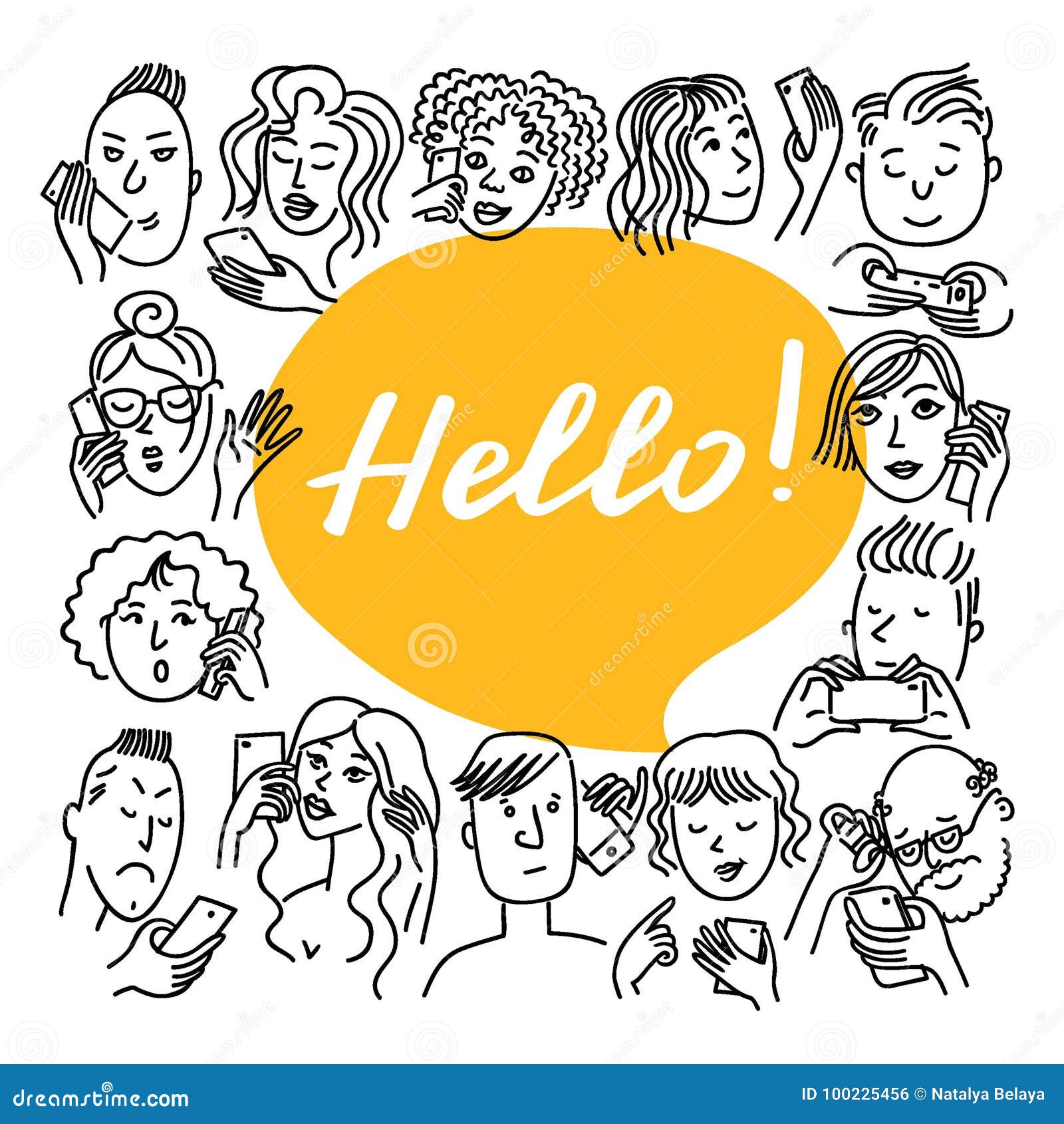 People_telephone_Hello stock vector. Illustration of symbol - 100225456