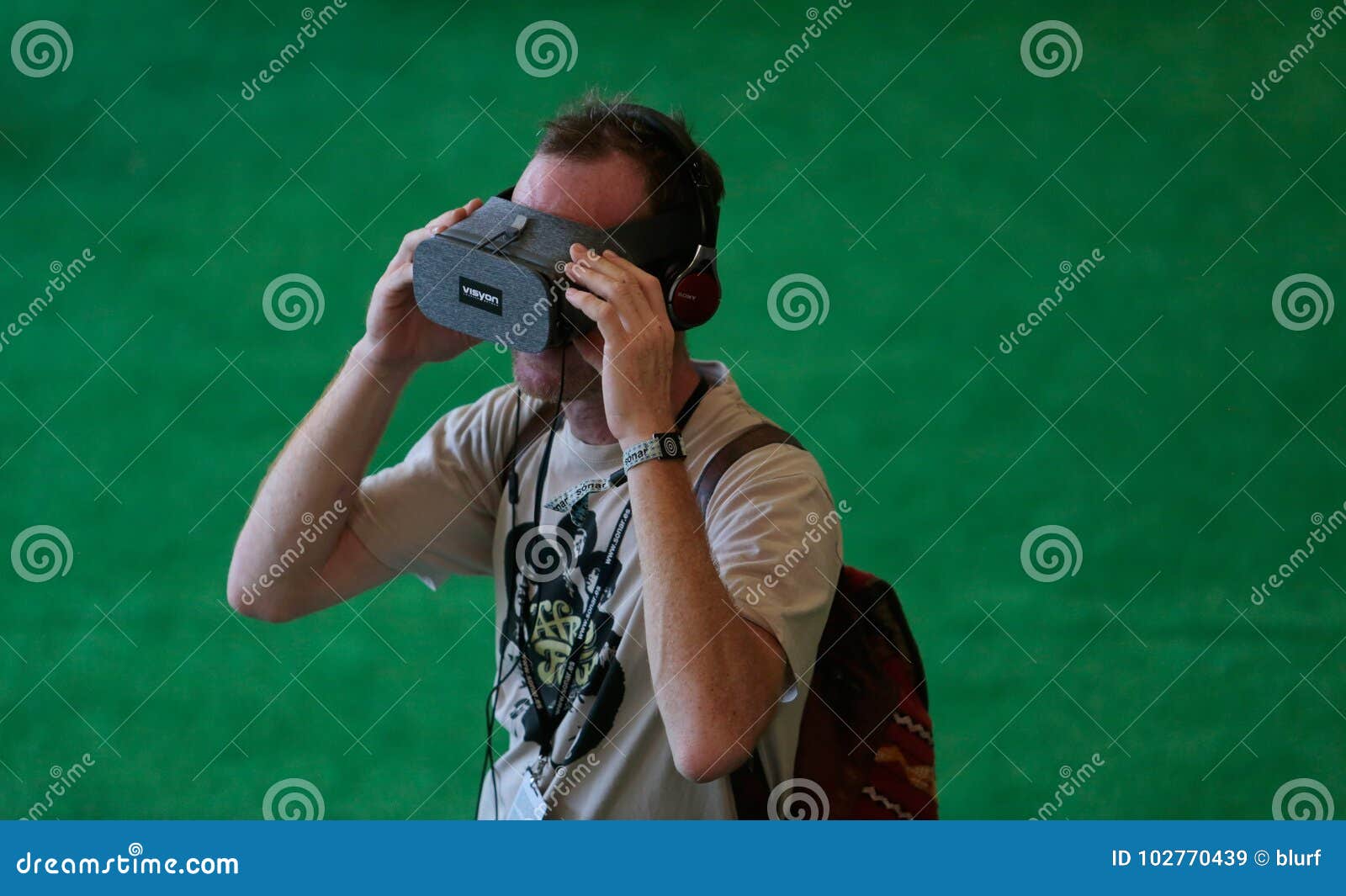 Vr sets at sonar festival editorial stock image. Image of headset ...