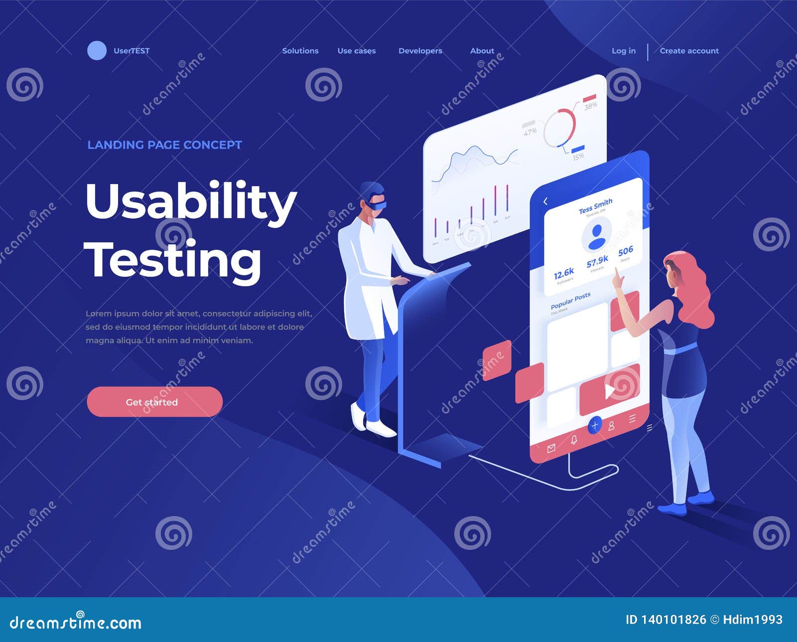 People Testing the Interface of a Mobile Application. Stock Vector ...