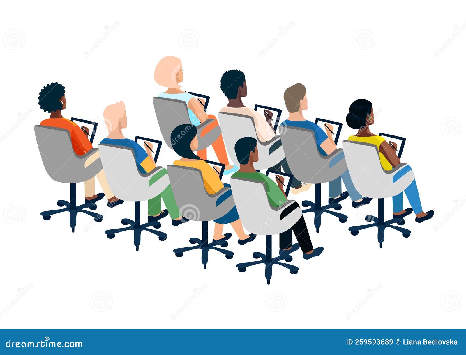 People with Their Backs at the Seminar Stock Vector - Illustration of ...