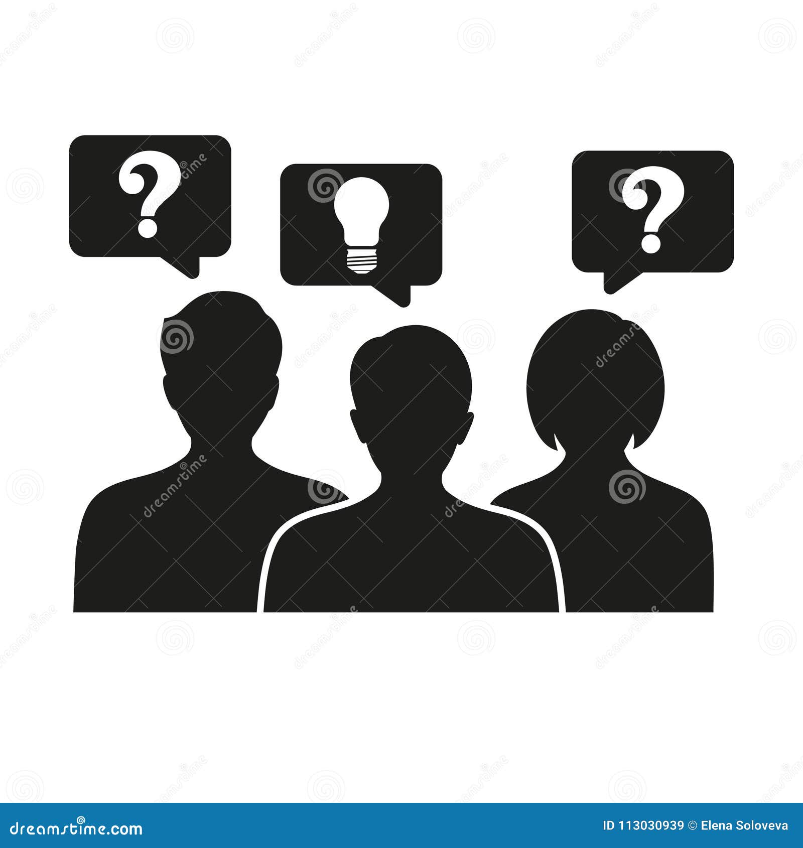People Thinking - with Question Mark and Light Bulb Icons - Creative ...