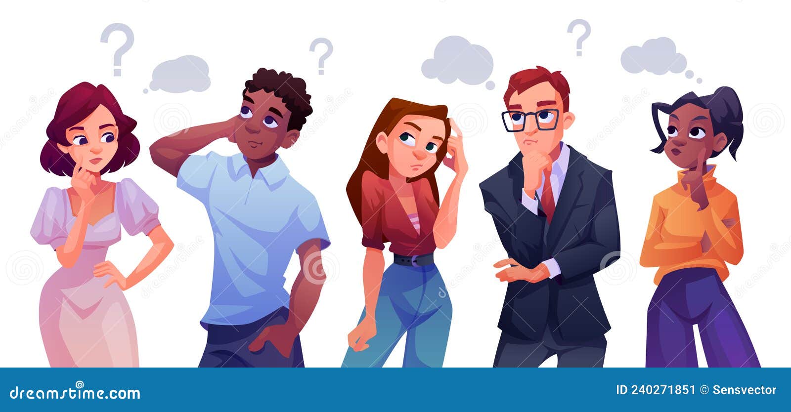 People Thinking on Question, Wondering Characters Stock Vector ...