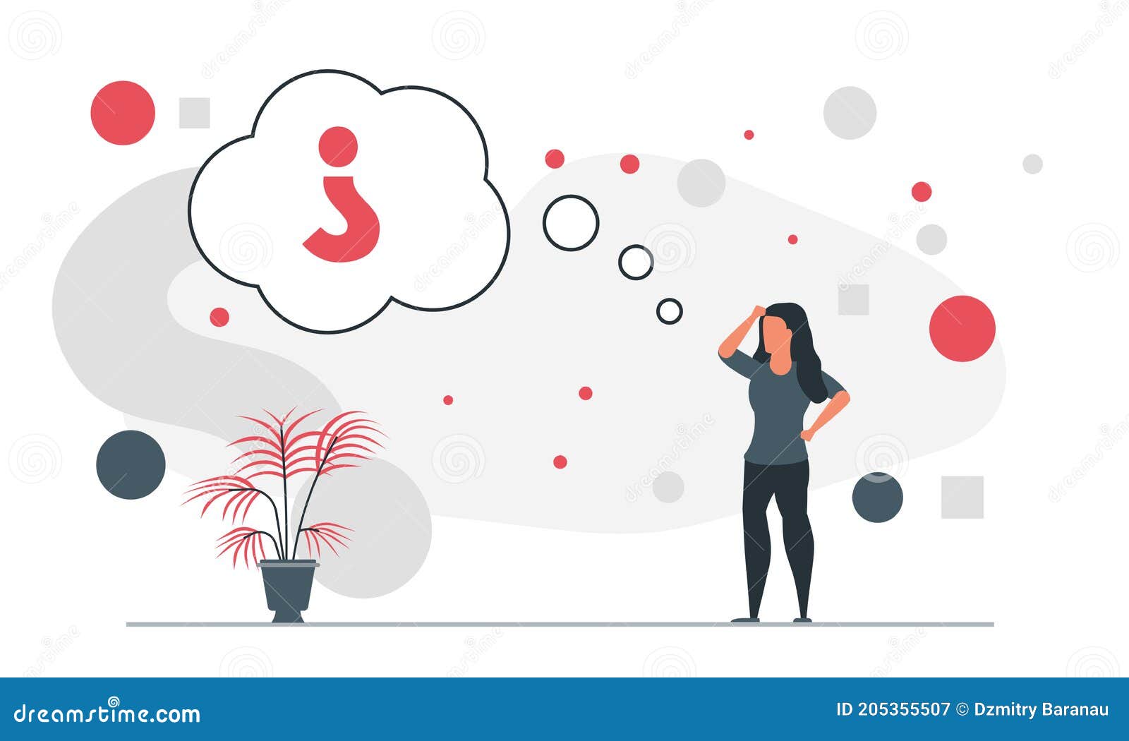 Woman Thinks. Question. Thinking Girl Concept. Girl Solves A Problem ...