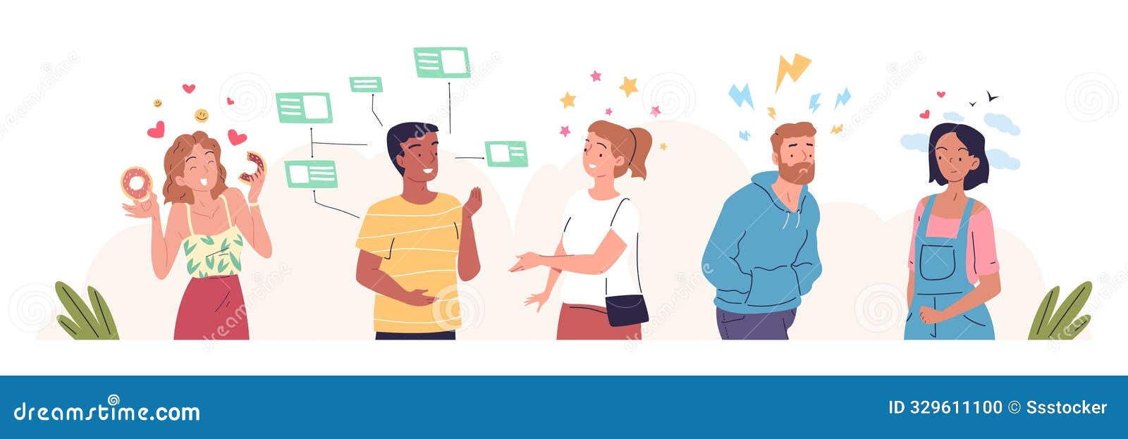 People With Thoughts On A White Background. Communication Concept. Men ...