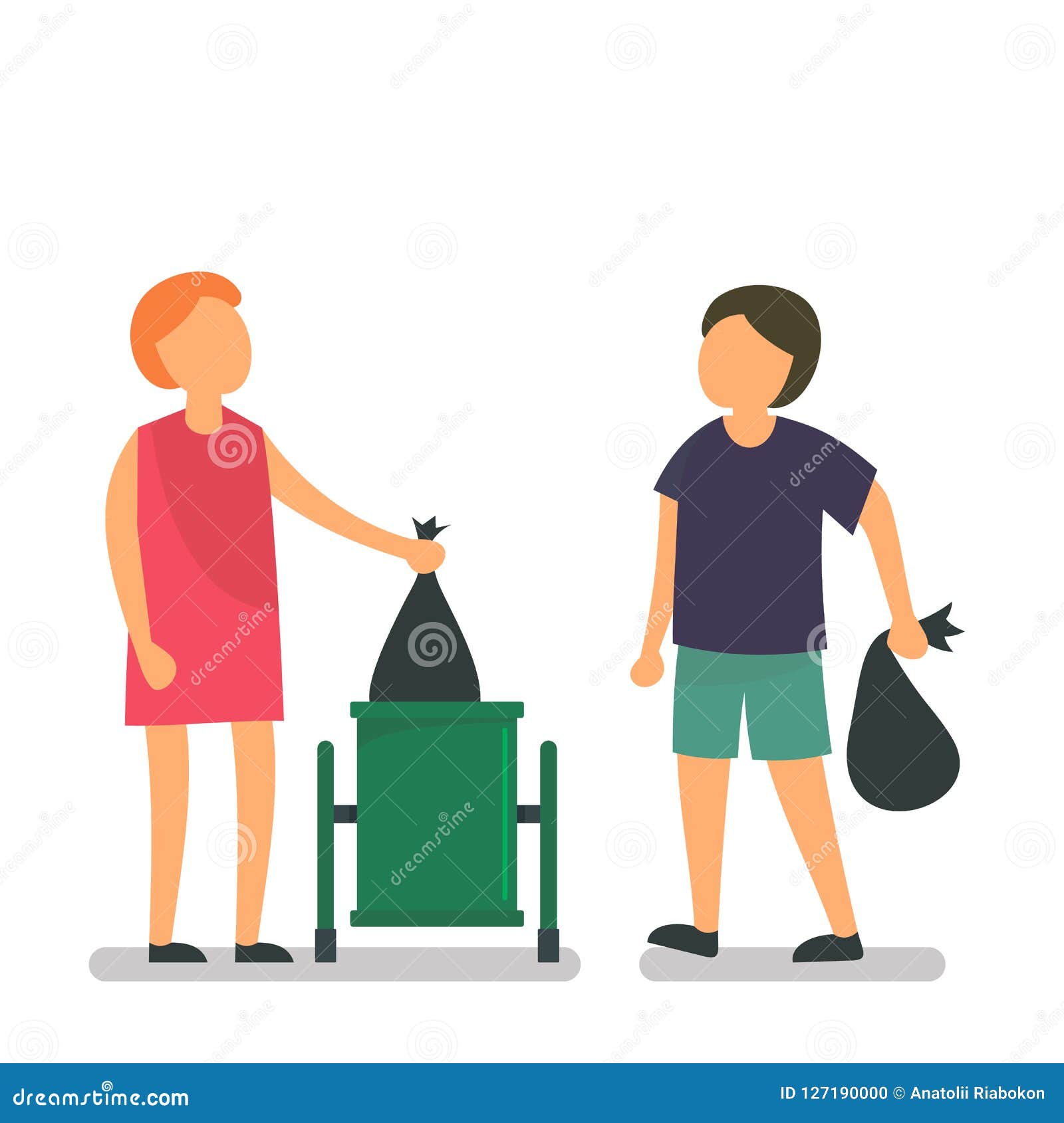 People Throw Garbage Concept Background, Flat Style Stock Illustration ...