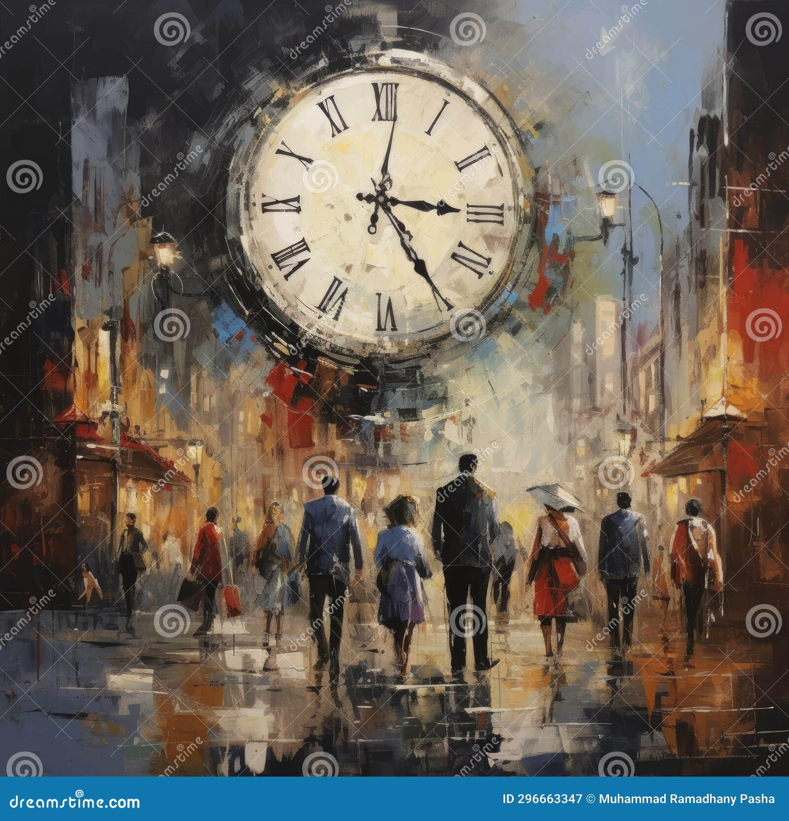 People and Time, Abstract Digital Painting Stock Illustration ...
