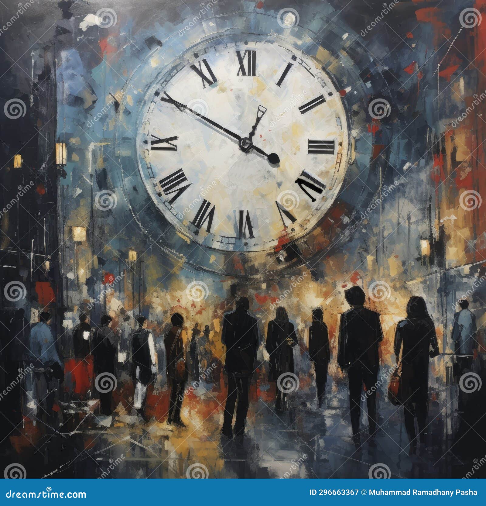 People and Time, Abstract Digital Painting Stock Illustration ...