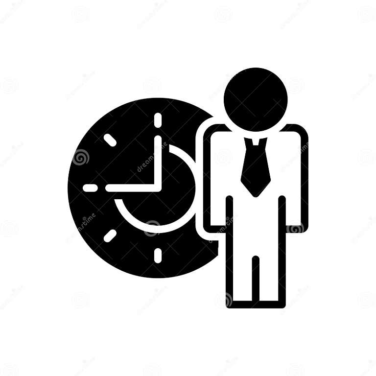 Black Solid Icon for People Time, Management and Delay Stock Vector ...