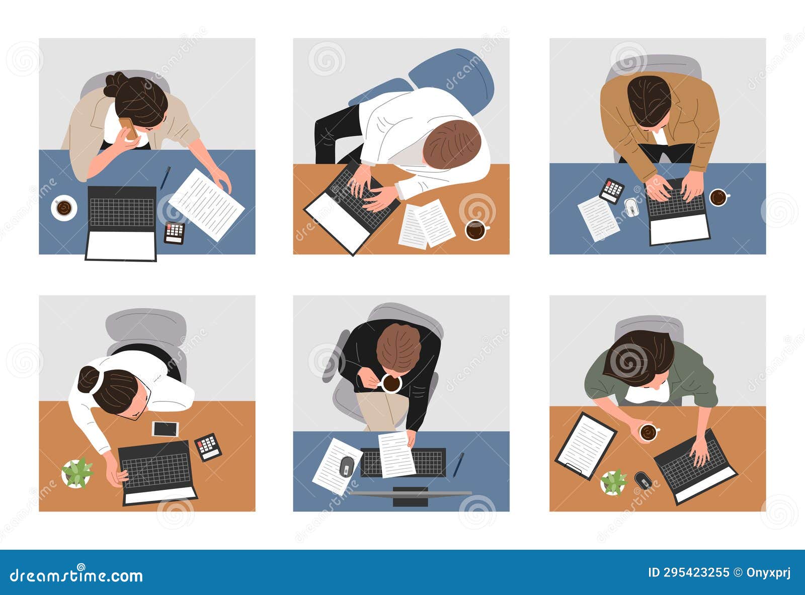 People Top View. Managers Office Business Characters Sitting at Table ...