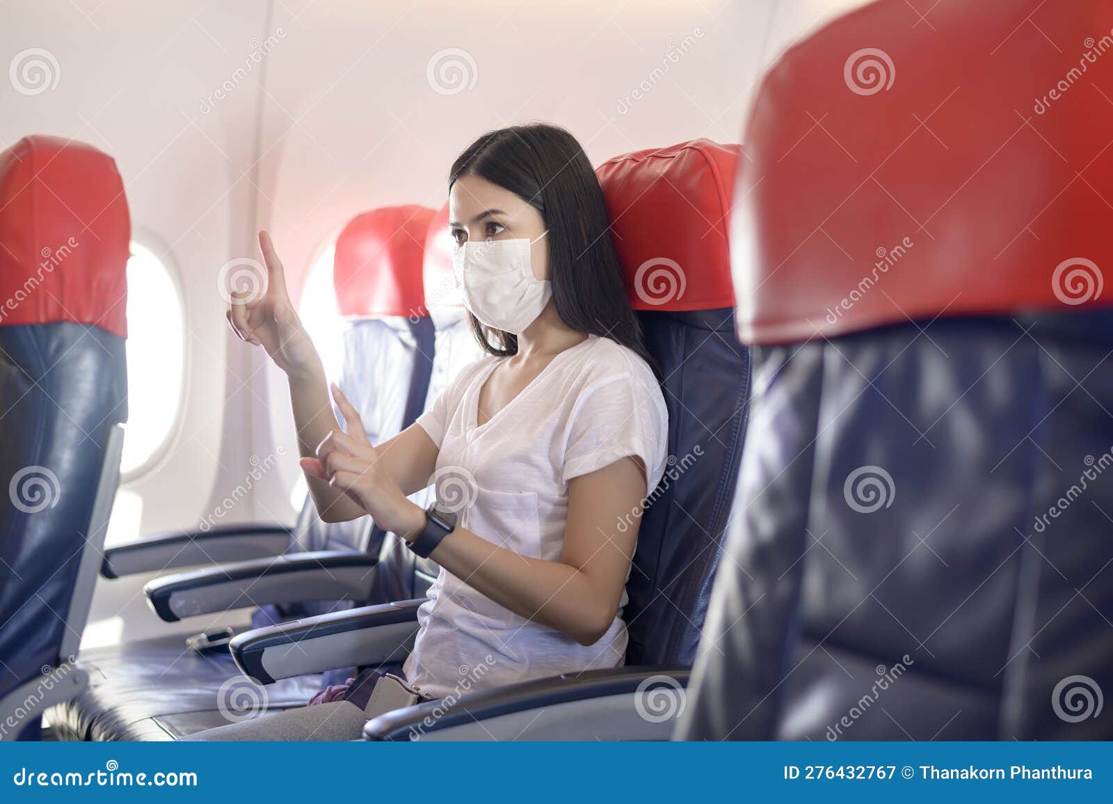 People is Touching Virtual Screen in Airplane , Modern Technology and ...