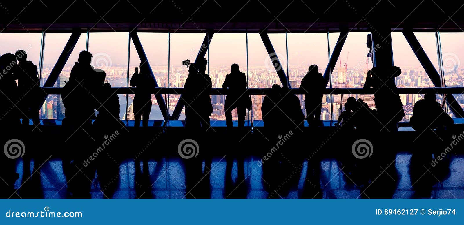 People on the Tower Viewpoint. Stock Image - Image of indoor, floor ...