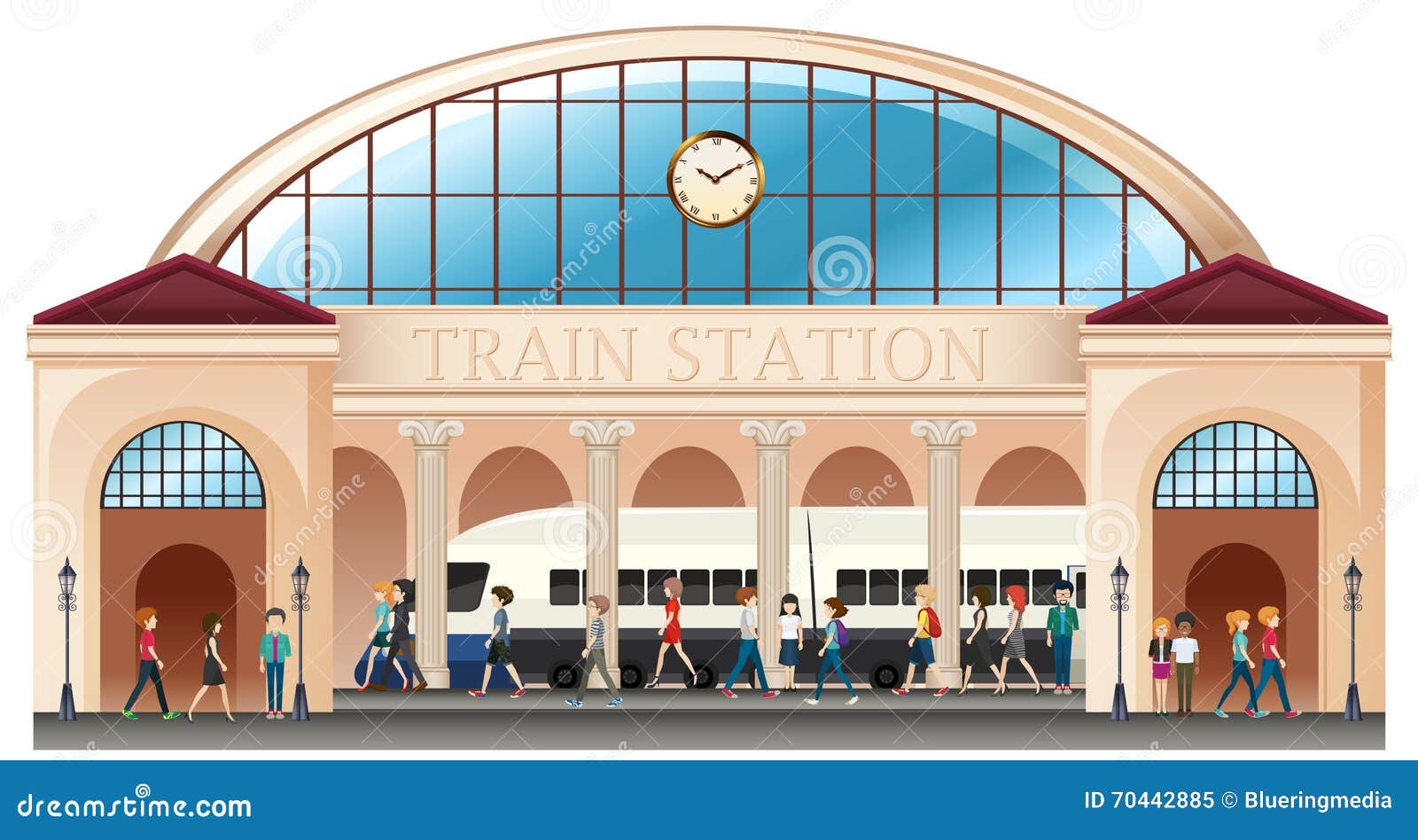 People at train station stock vector. Illustration of object - 70442885