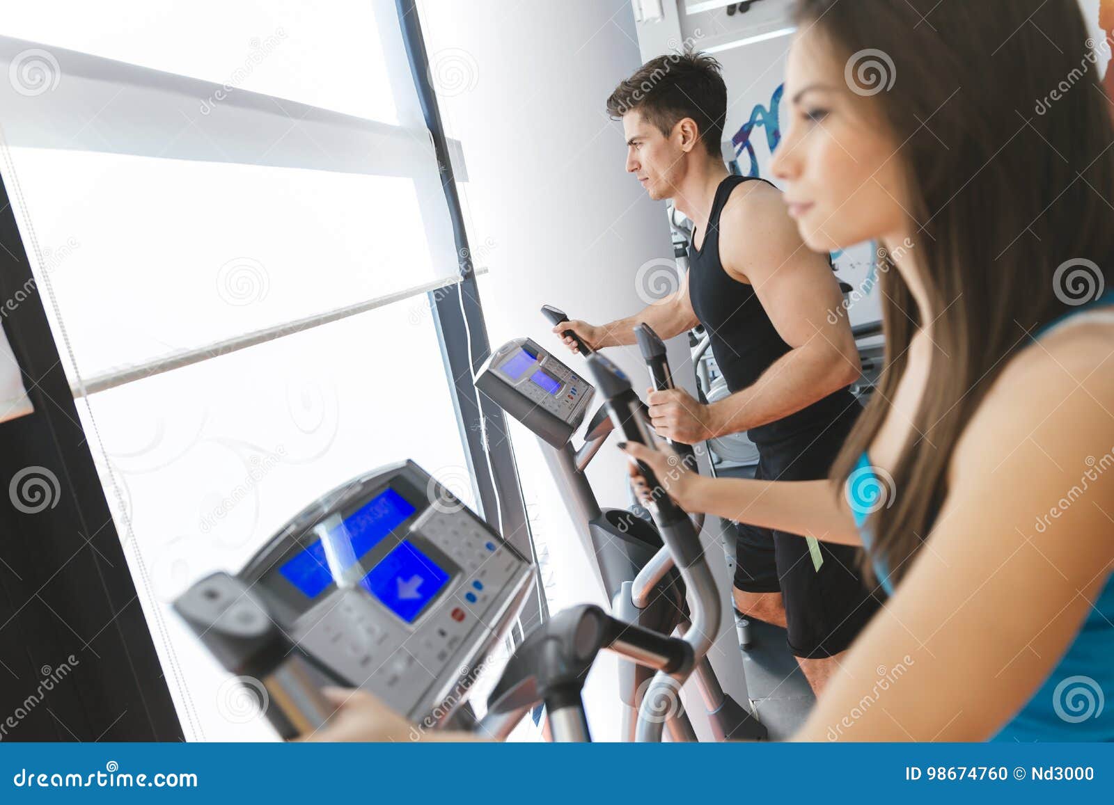 People training in gym stock photo. Image of female, activity - 98674760