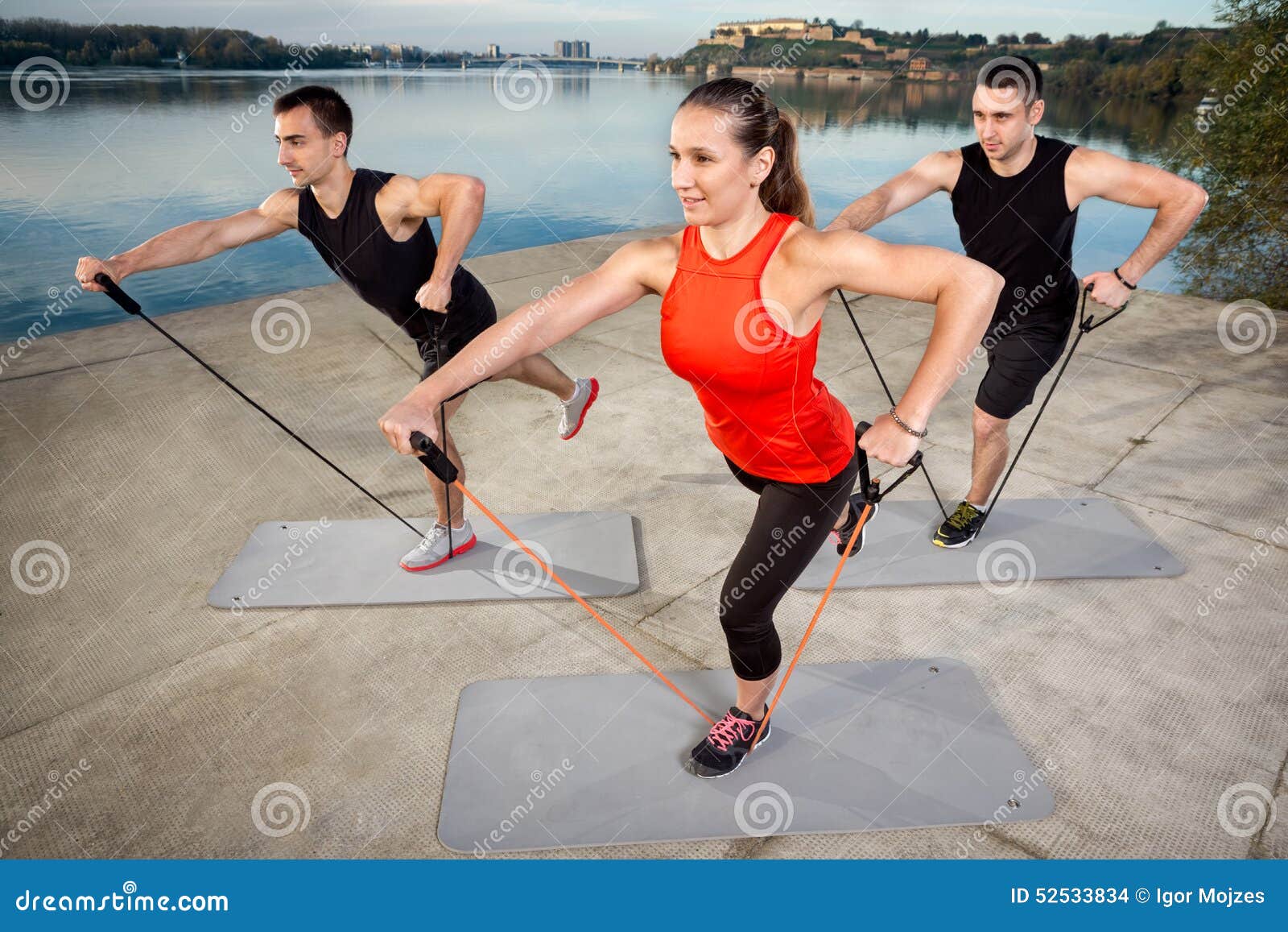 People Training with Resistance Band Stock Photo - Image of girl, band ...