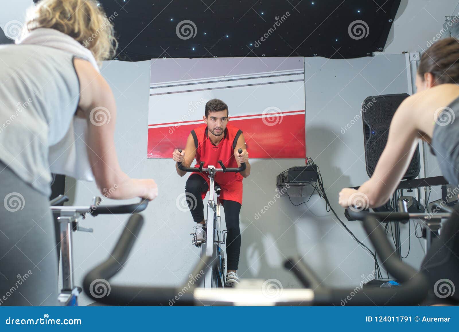People Training on Static Cycles Stock Image - Image of class ...