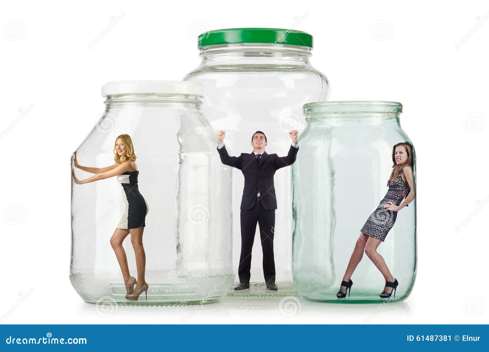 The People Trapped in the Glass Jar Stock Image - Image of happy, glass ...