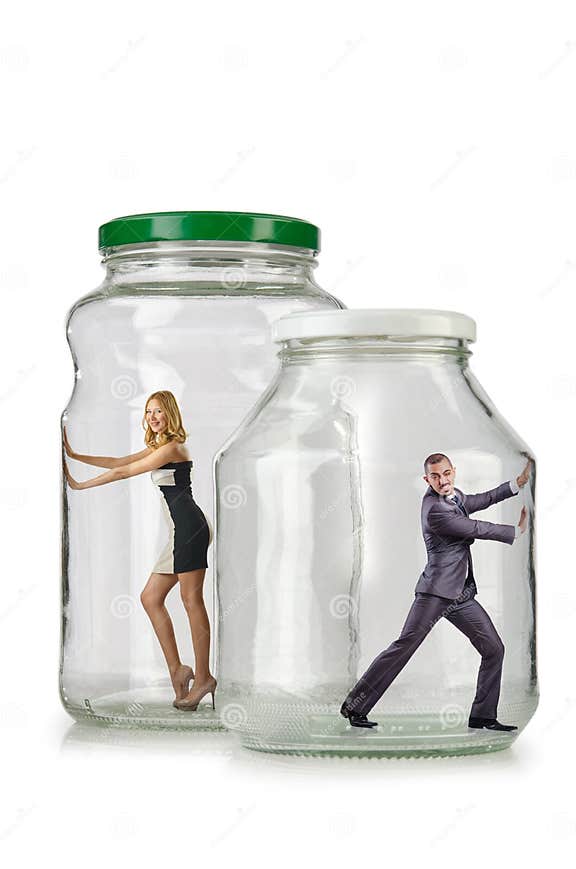 The People Trapped in the Glass Jar Stock Image - Image of fashionable ...