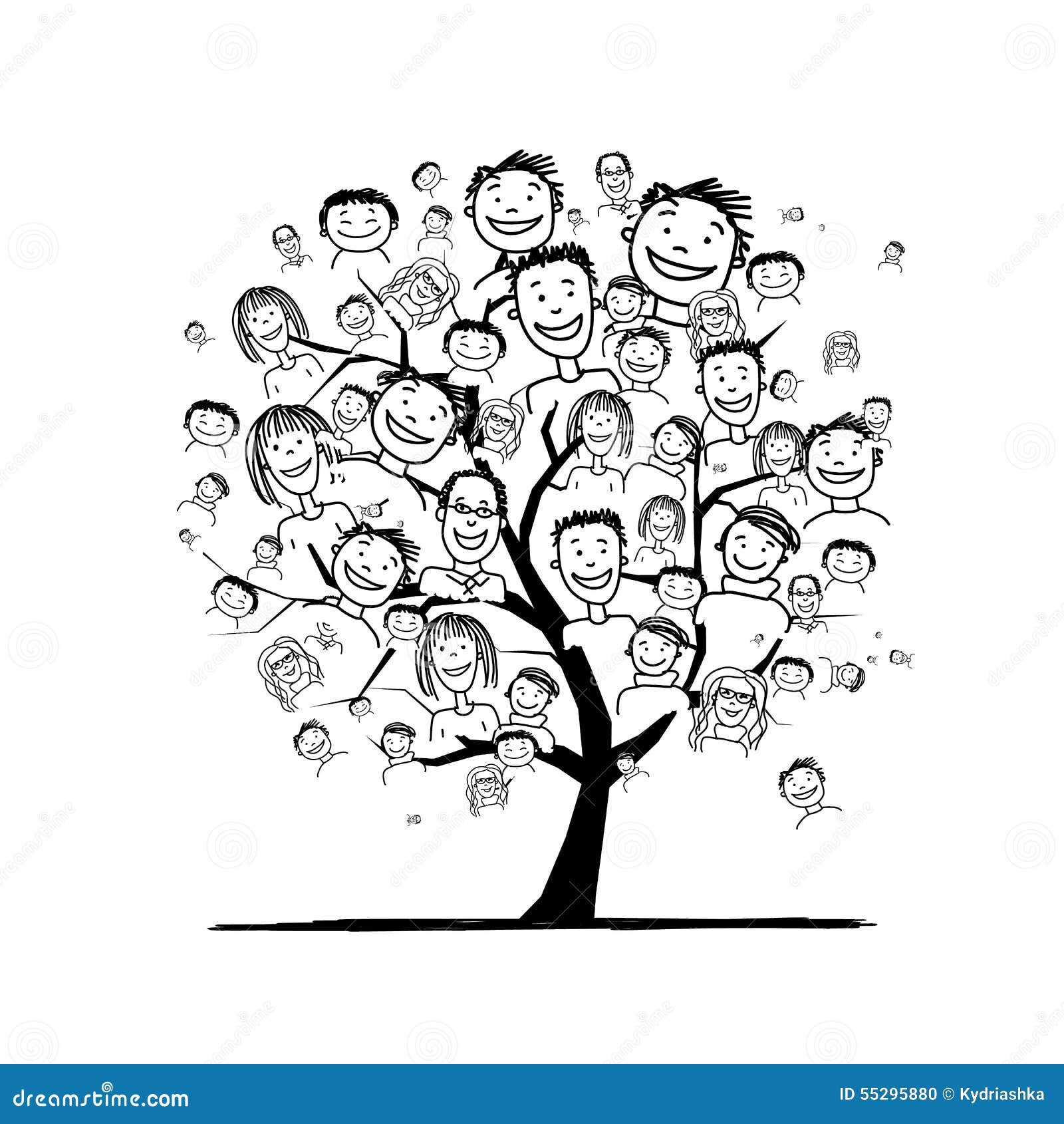 People Tree for Your Design Stock Vector - Illustration of drawing ...