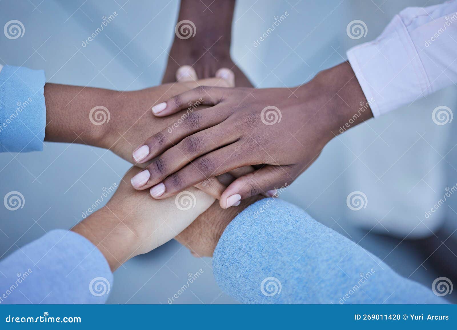 People, Trust and Hands Together Above for Community, Unity or Team ...