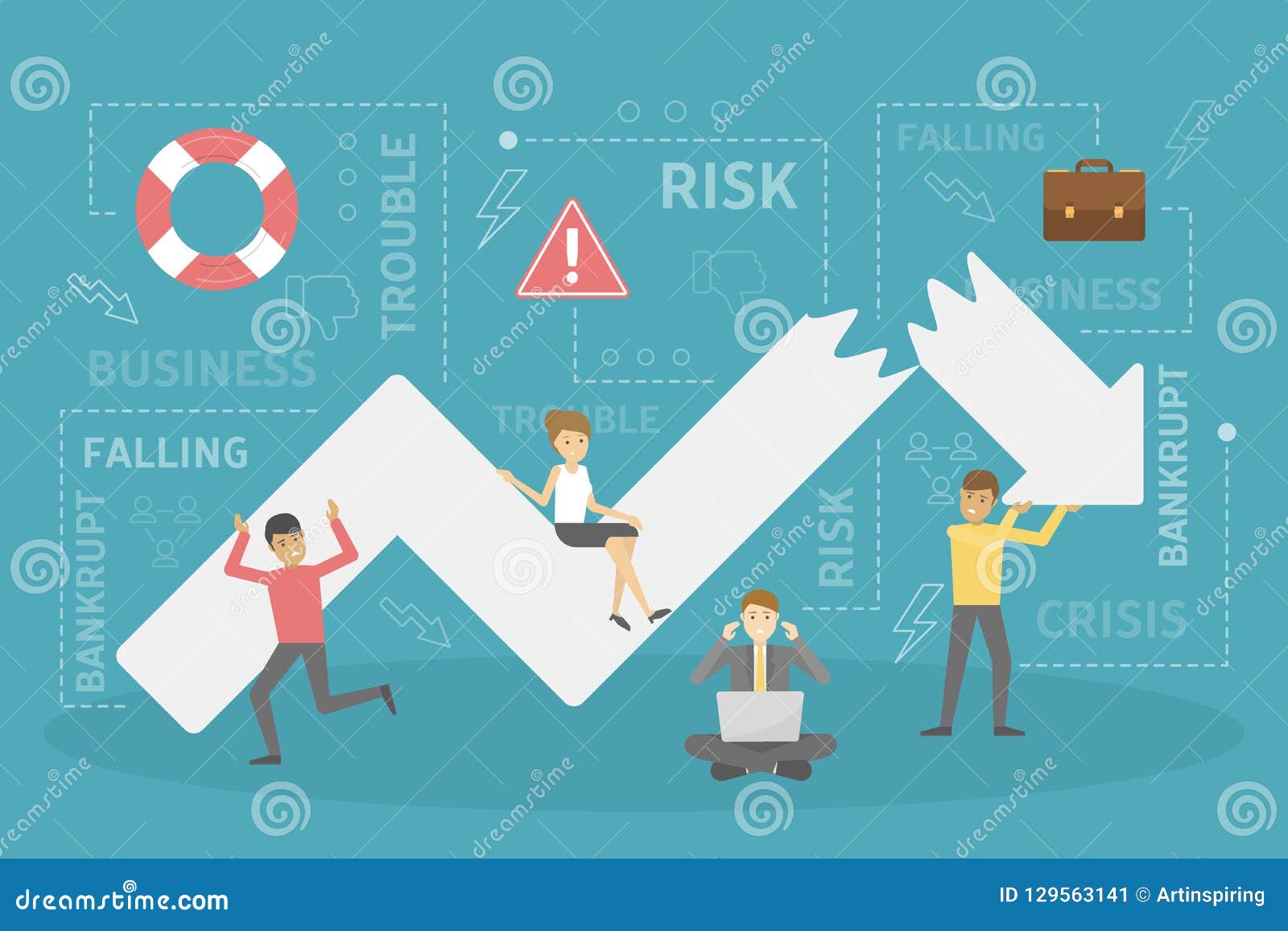 People Try To Fix the Falling Down Stock Vector - Illustration of crash ...