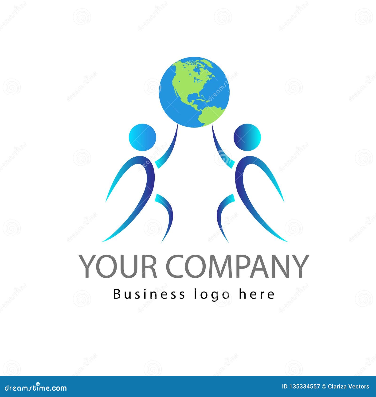 People Two with Globe Together Stock Vector - Illustration of business ...