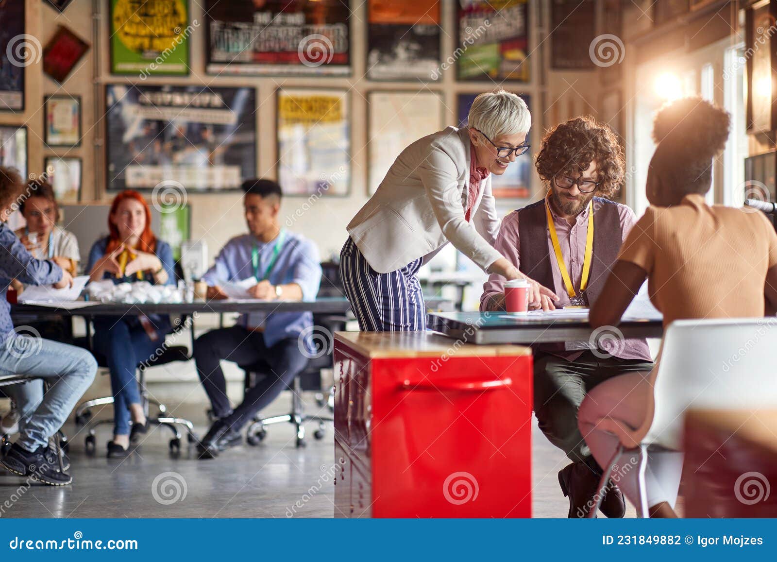 People in Two Groups Working Together in Open Space Office Stock Photo ...