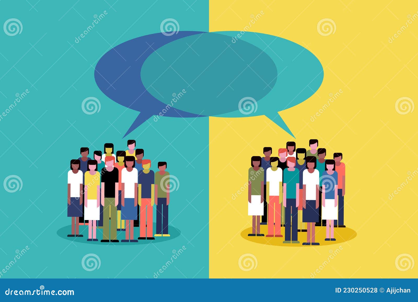Merging of Opinions of Two Different Groups of People Stock Vector ...
