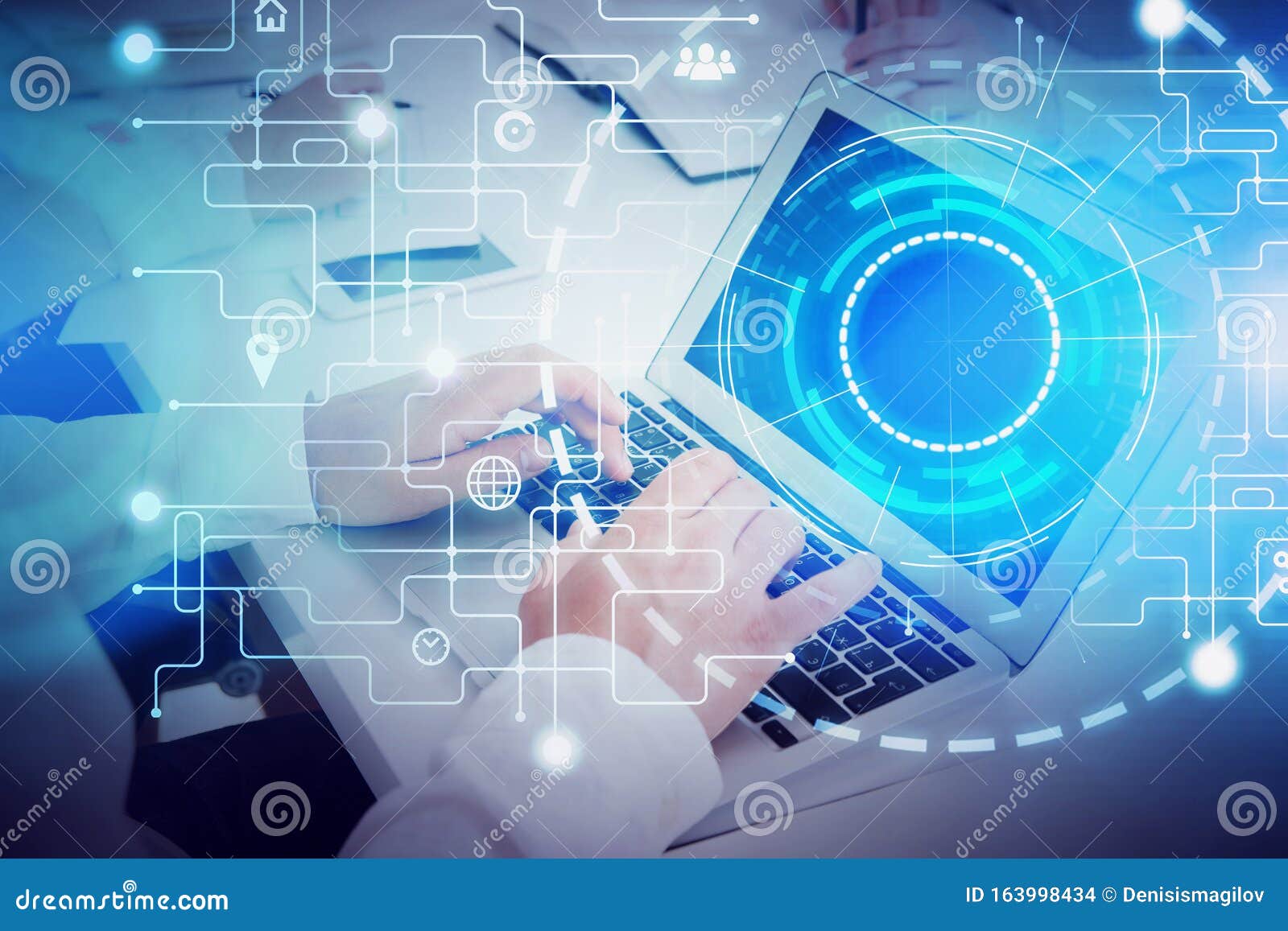 People Typing in Office, Big Data Interface Stock Photo - Image of ...