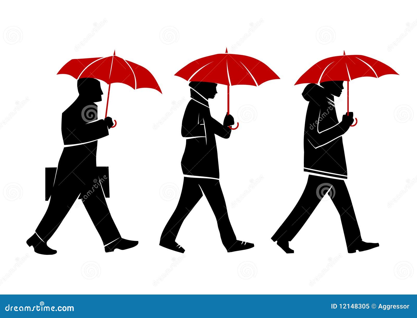 People with umbrellas stock vector. Illustration of black - 12148305