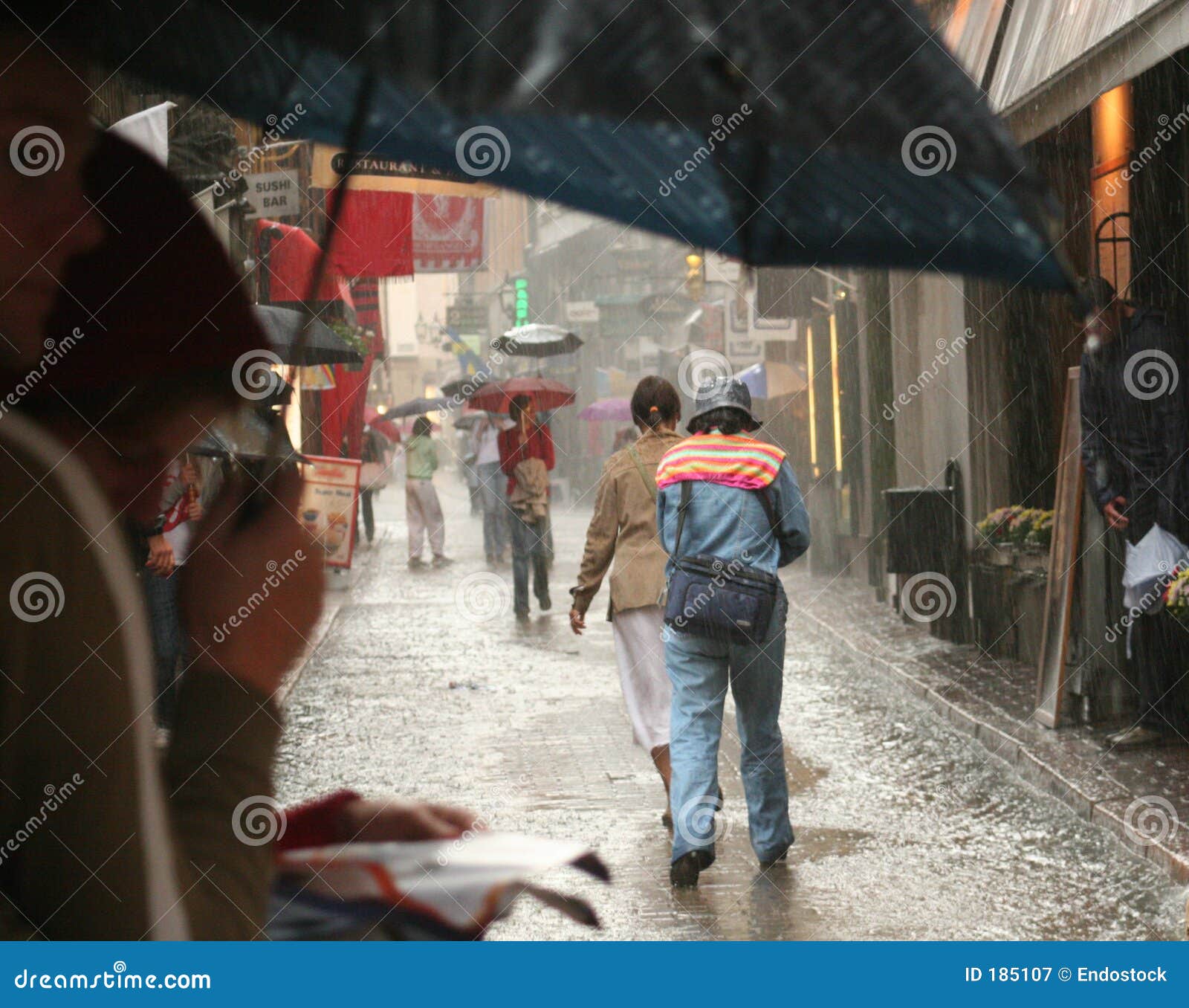 People with Umbrellas in the Rain Stock Image - Image of flowers, storm ...