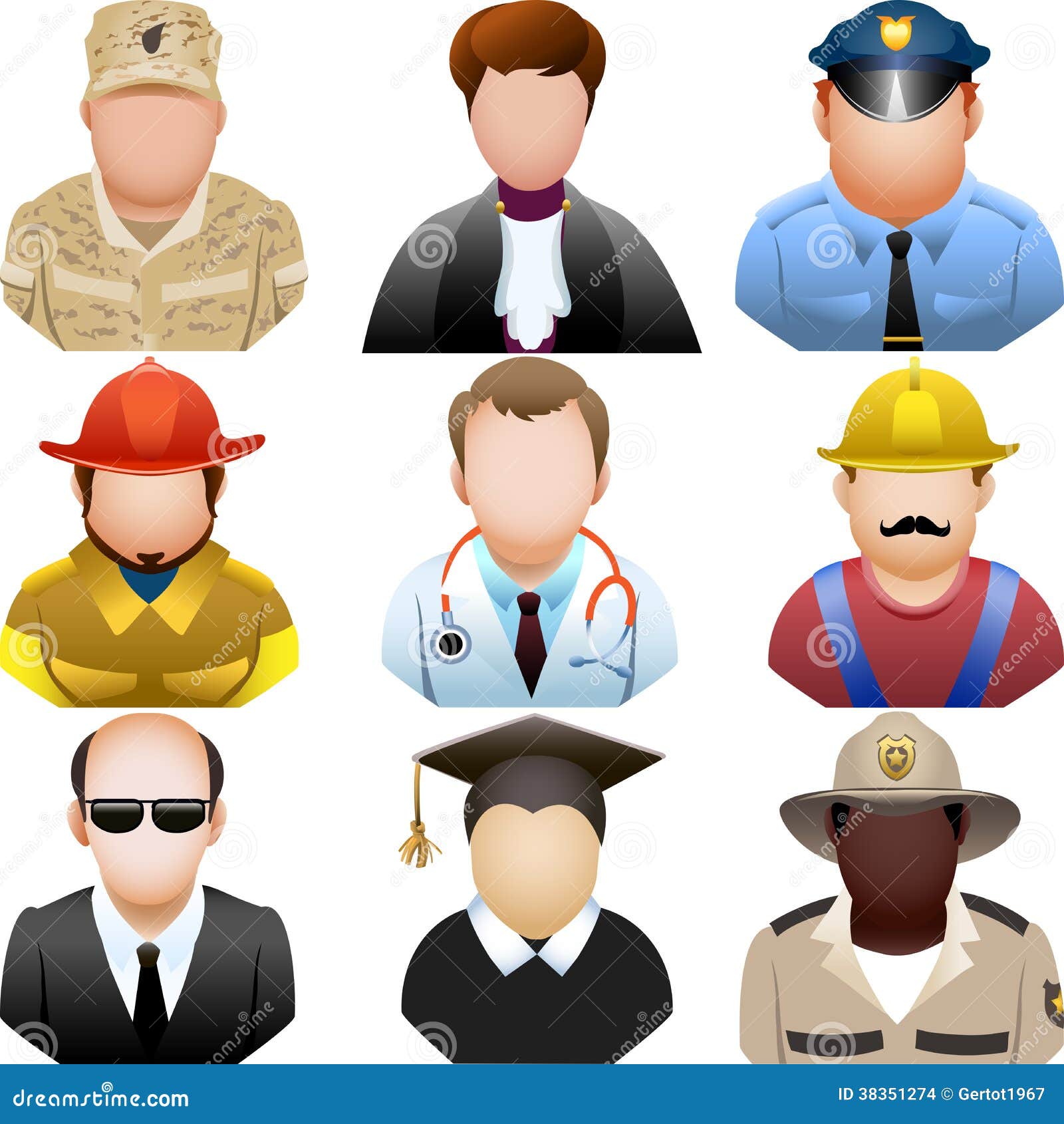 People in uniform icon set stock vector. Illustration of special - 38351274