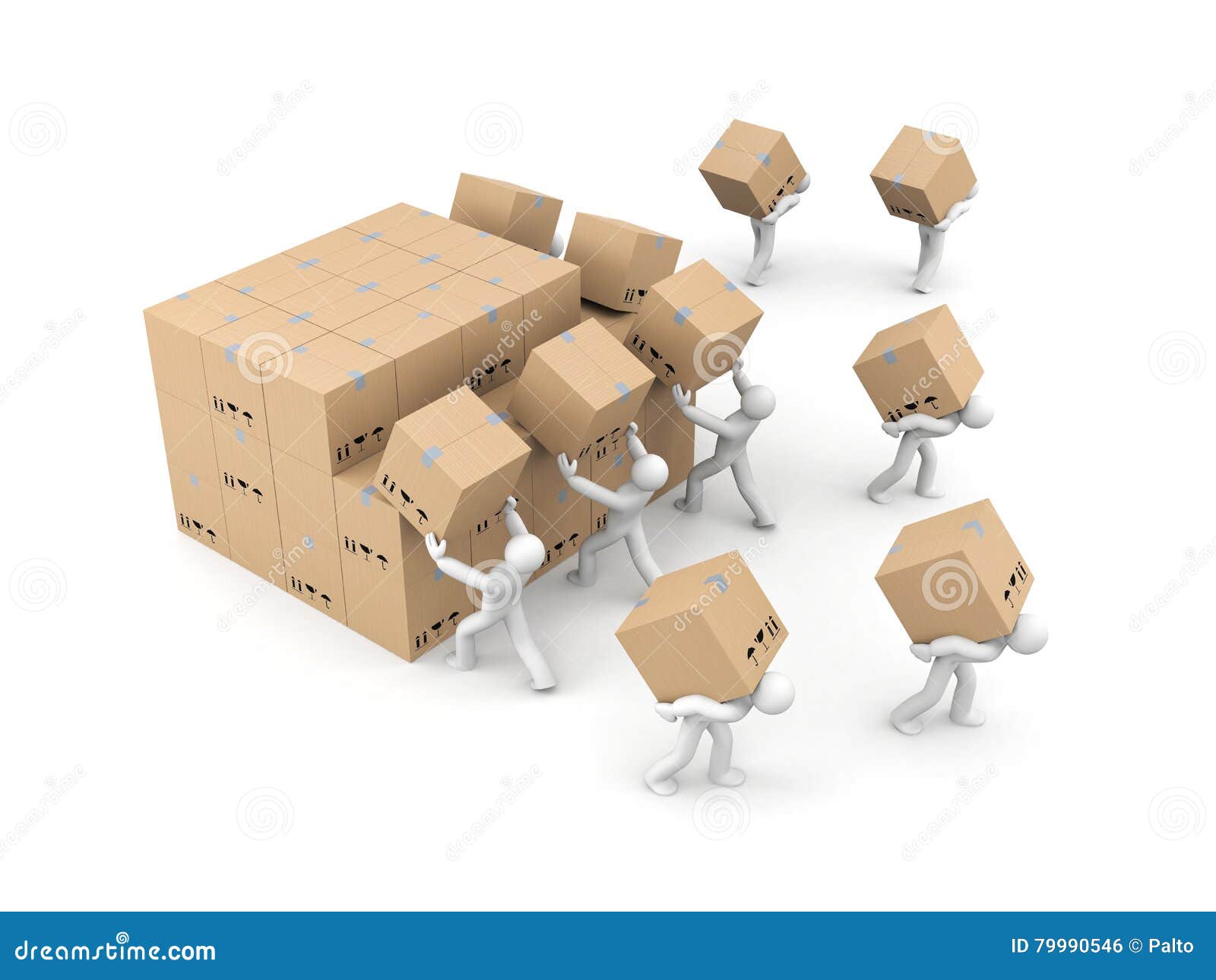 People Unload a Bunch of Boxes. Parcel Delivery Stock Illustration ...