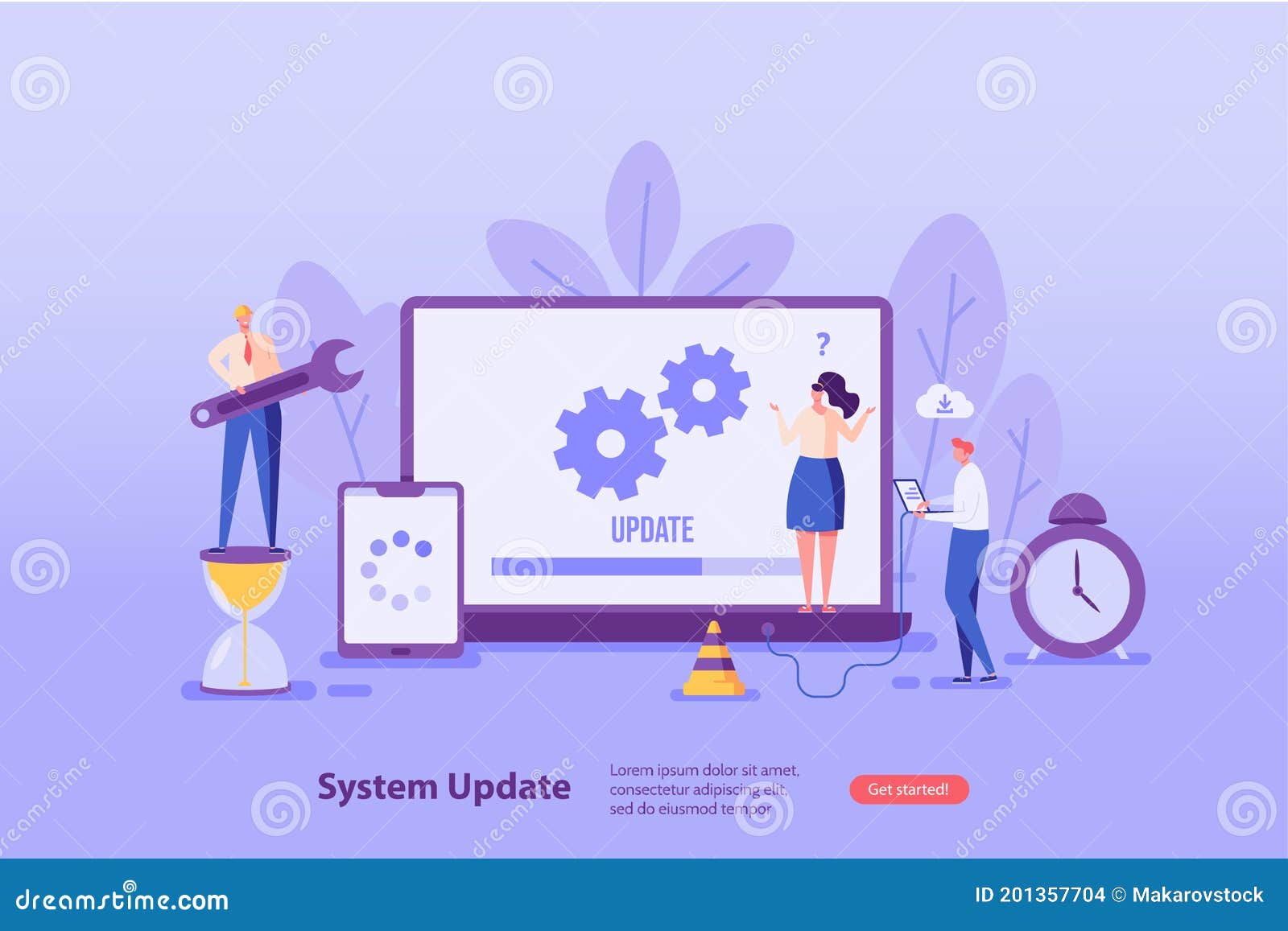 People Updating Operation System with Progress Bar. Software Upgrade ...