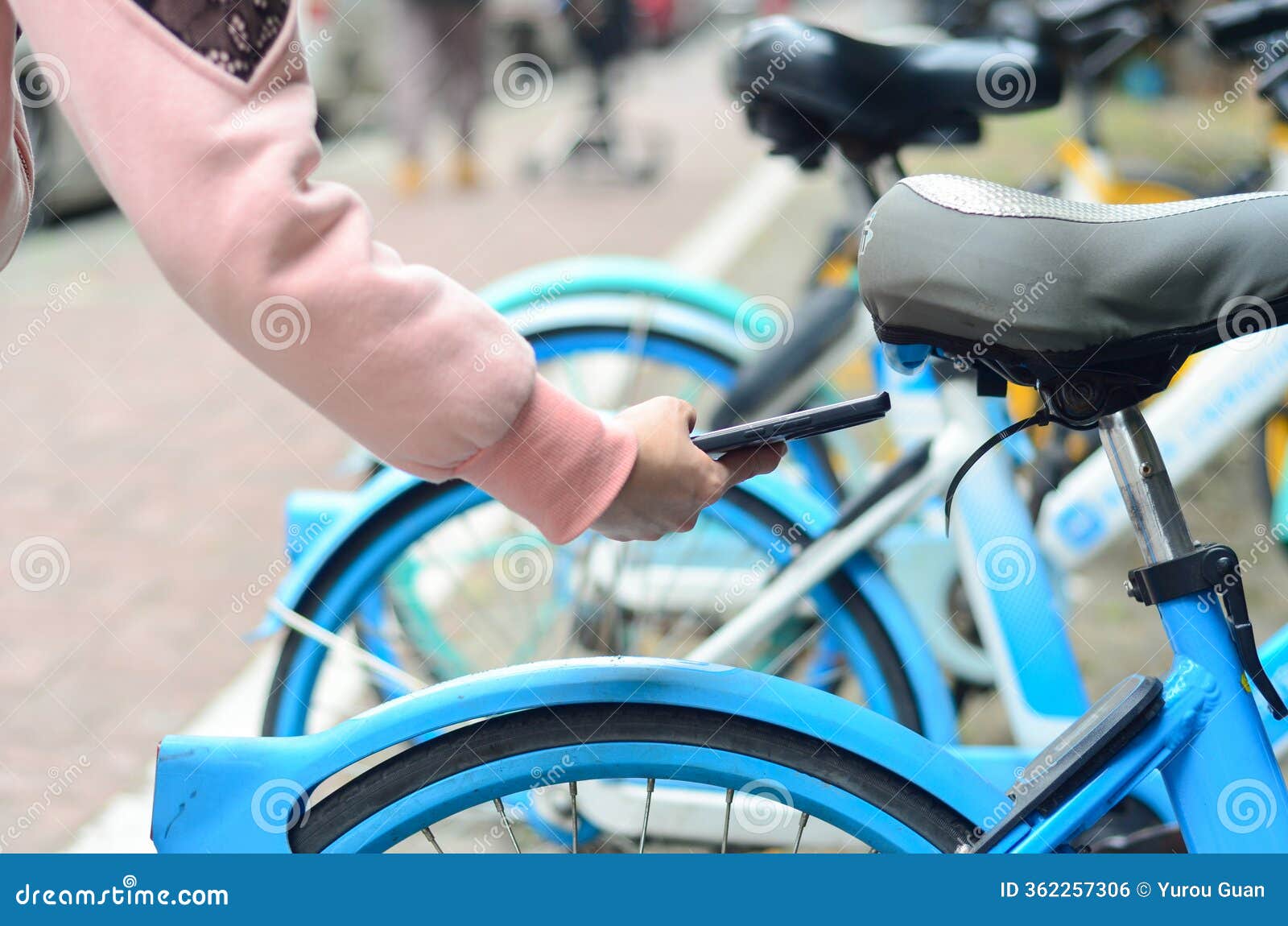 People Use Smart Phone To Scan the QR Code on a Shared Bike To Unlock ...