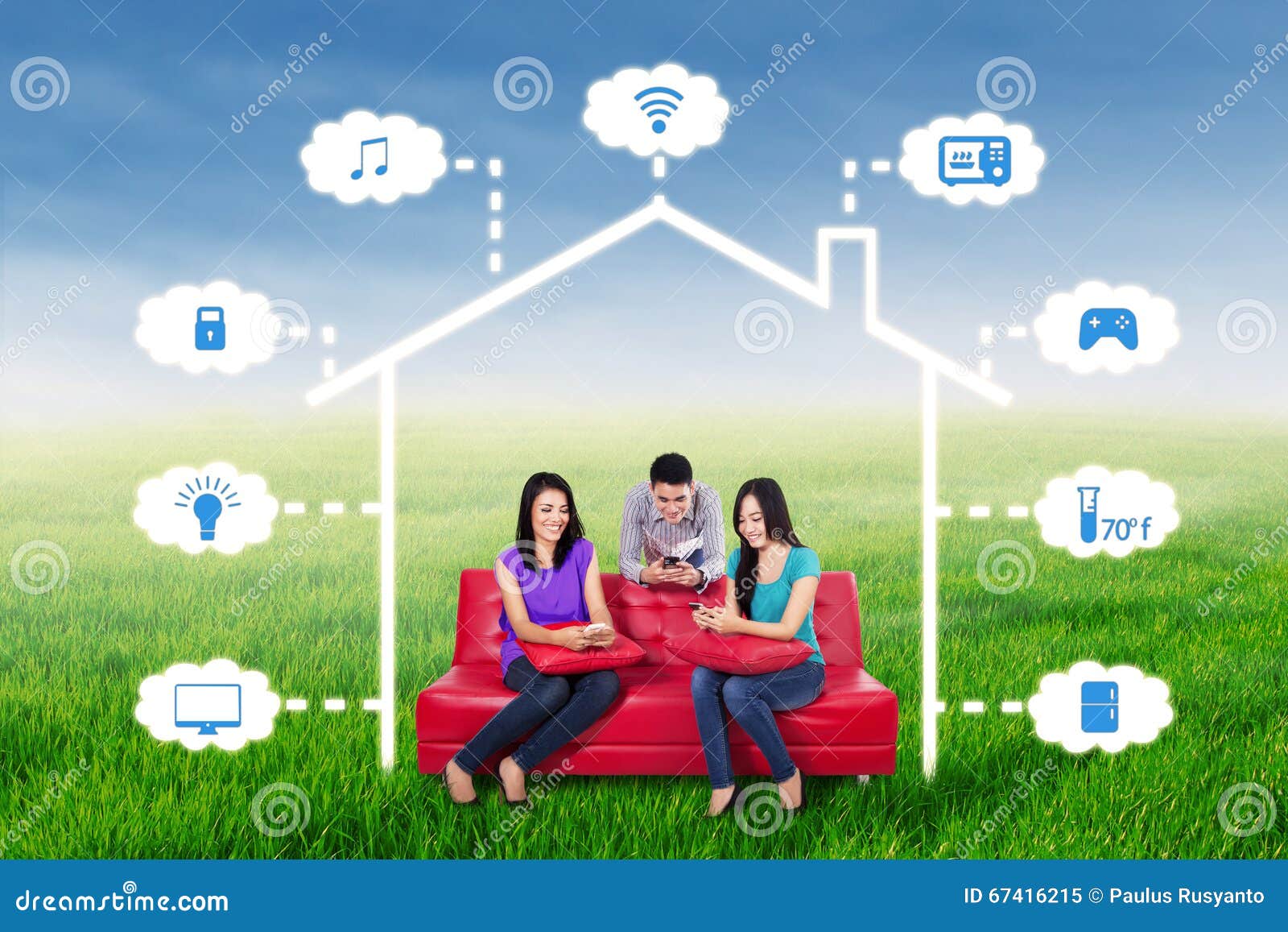 People Use Smartphone To Control Smart House Stock Image - Image of ...