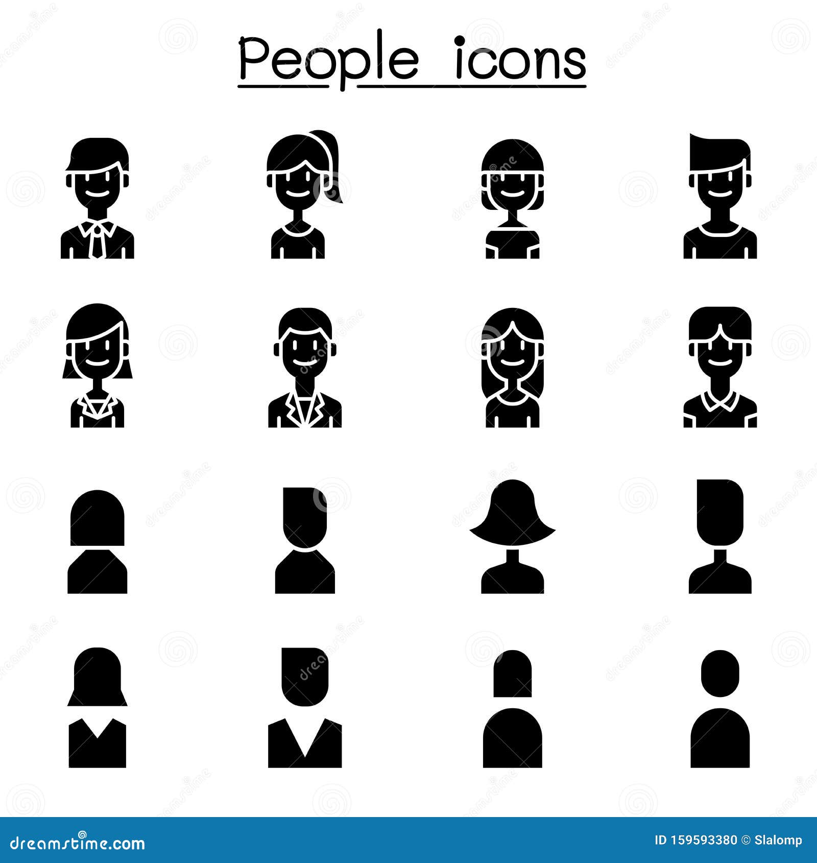 People, User Icon Set in Flat Style Stock Vector - Illustration of ...