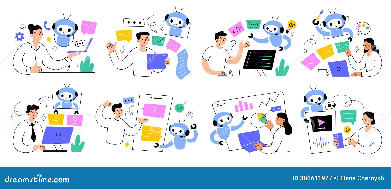 People Using AI, Artificial Intelligence Robot Stock Vector ...