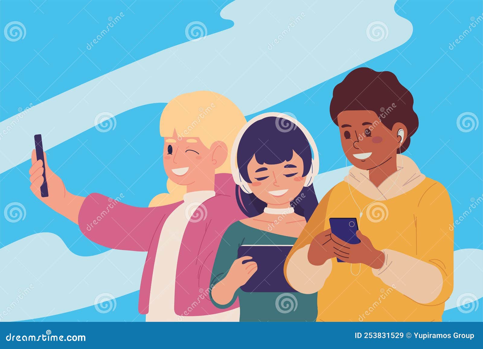 People using cellphone stock vector. Illustration of design - 253831529