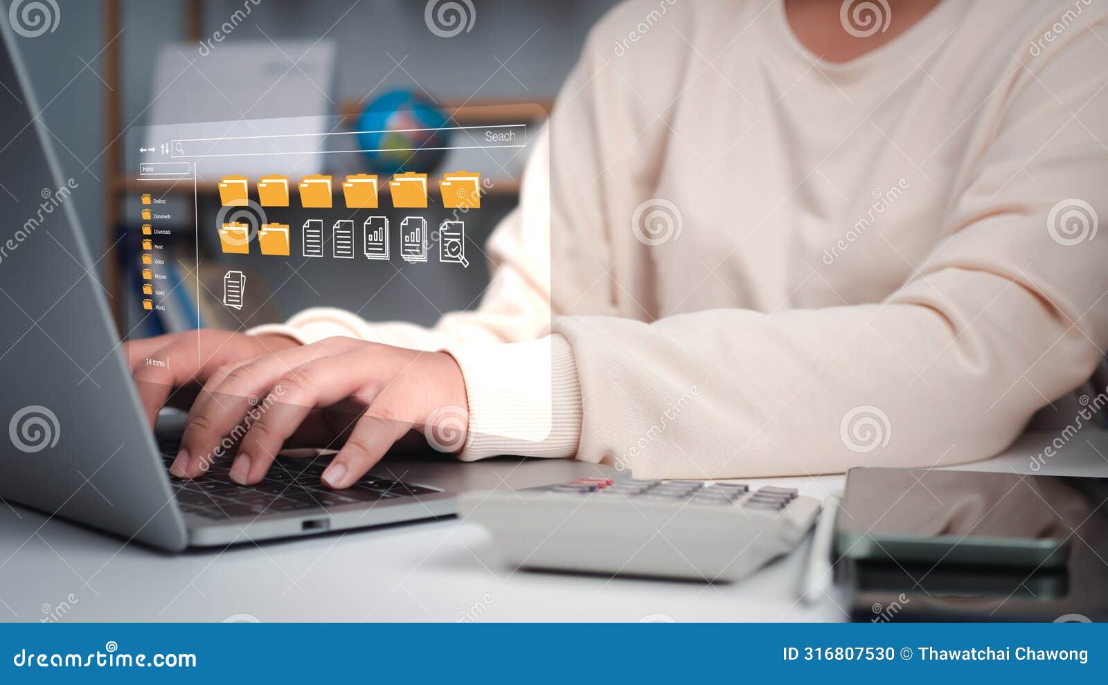 People Using Computer Manage To Folder Document, Management System Dms ...