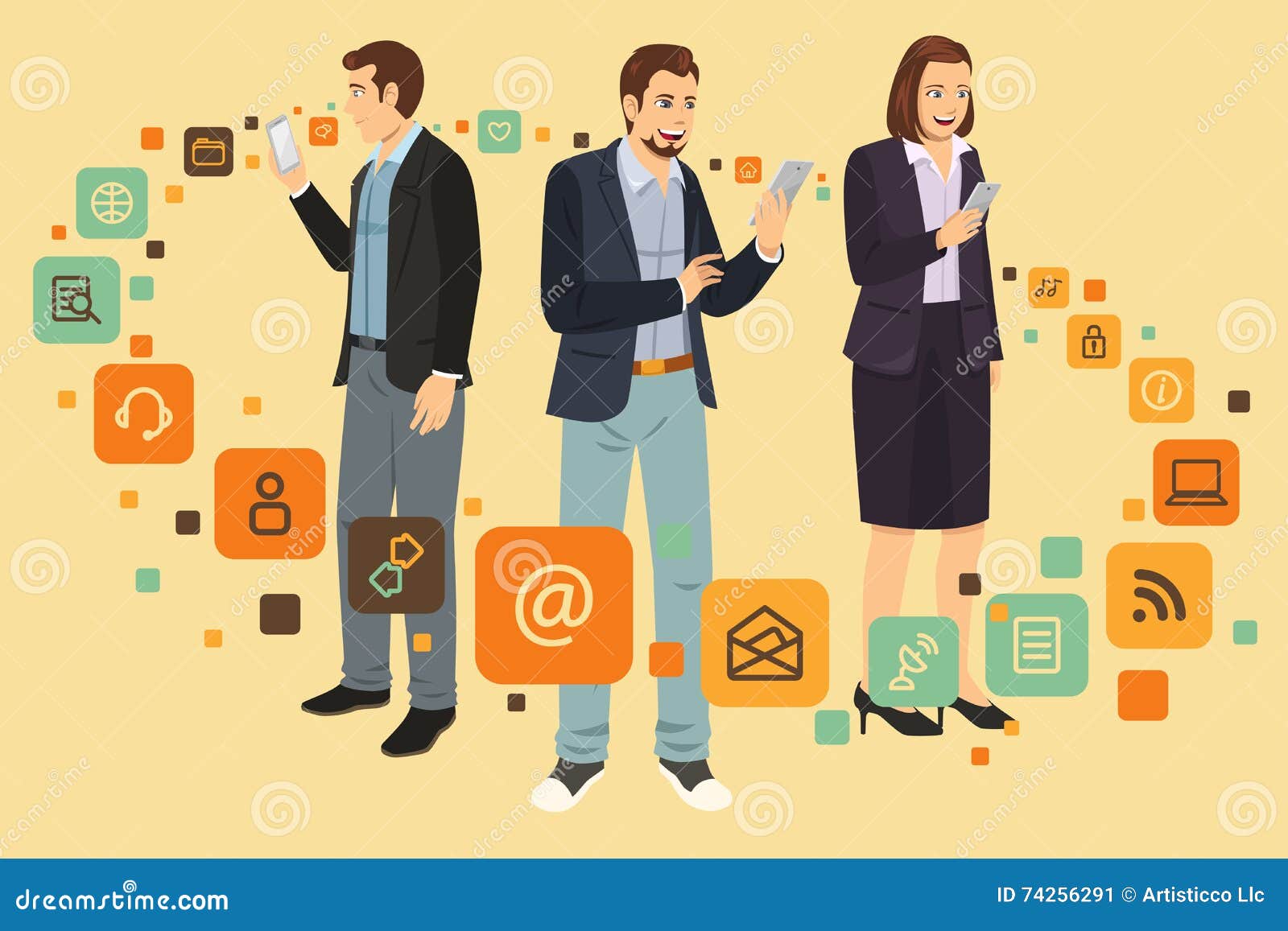 People Using Device stock vector. Illustration of tech - 74256291