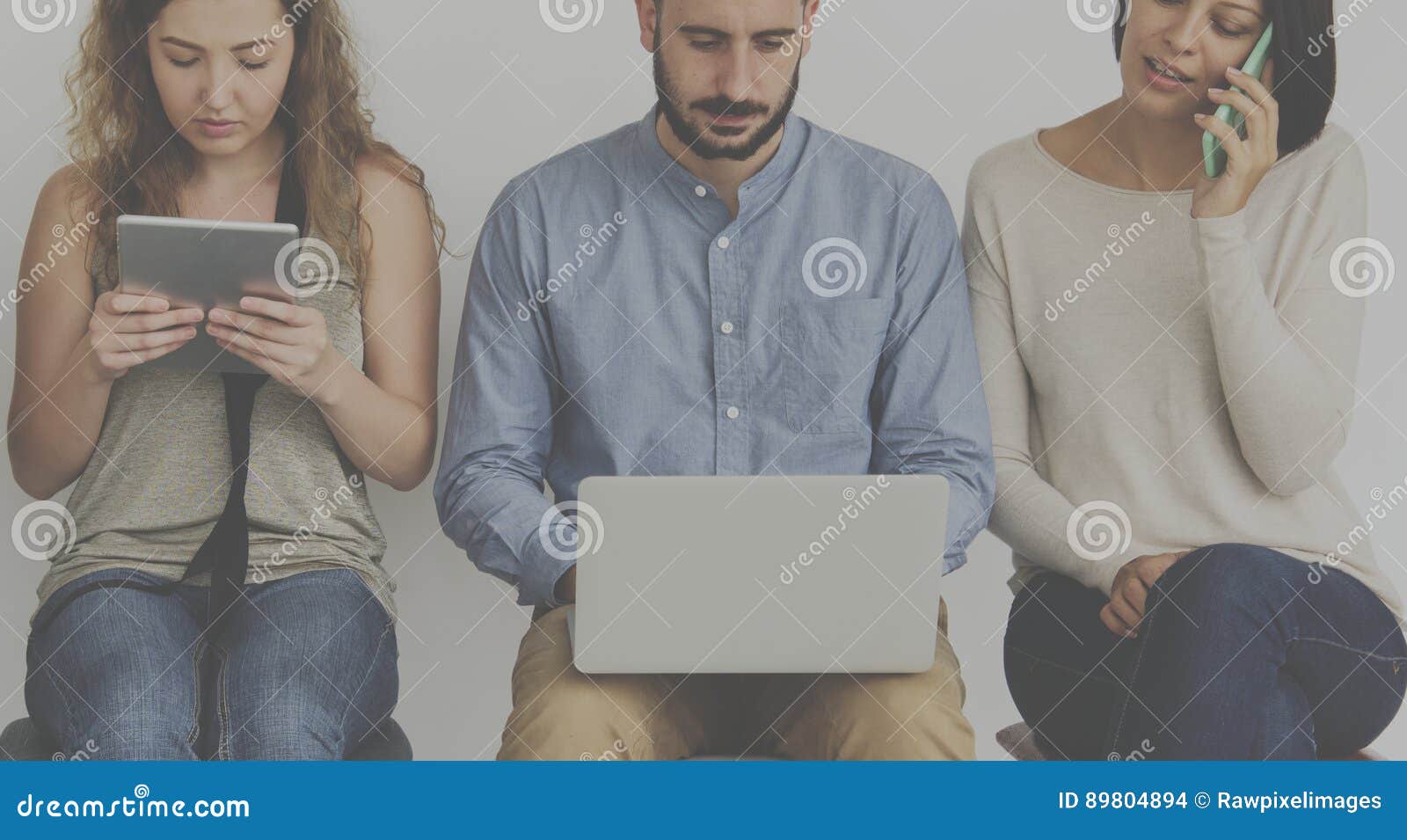 People Using Digital Device Connect To the Internet Stock Photo - Image ...