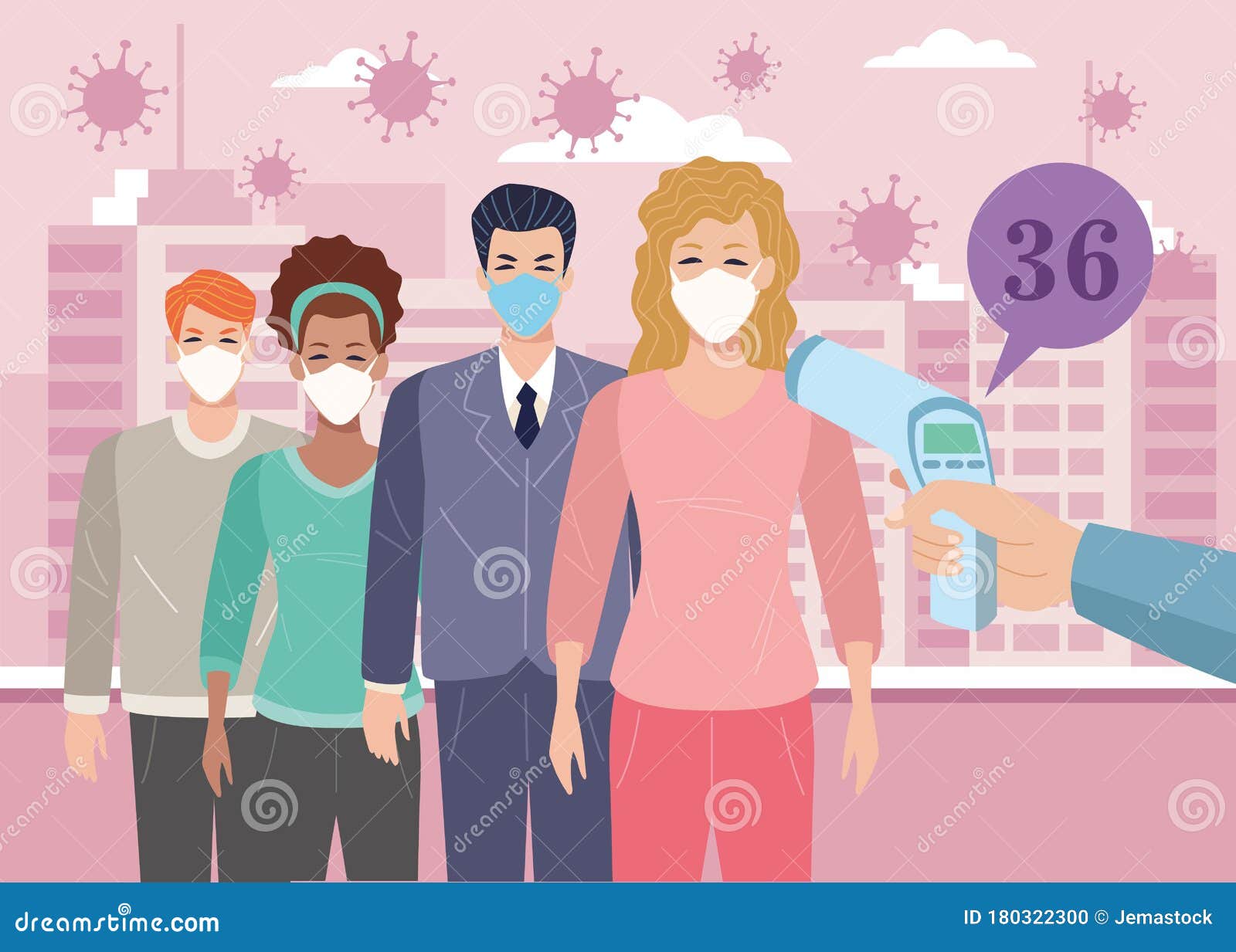 People Using Face Masks in Temperature Check Point for Covid19 Stock ...